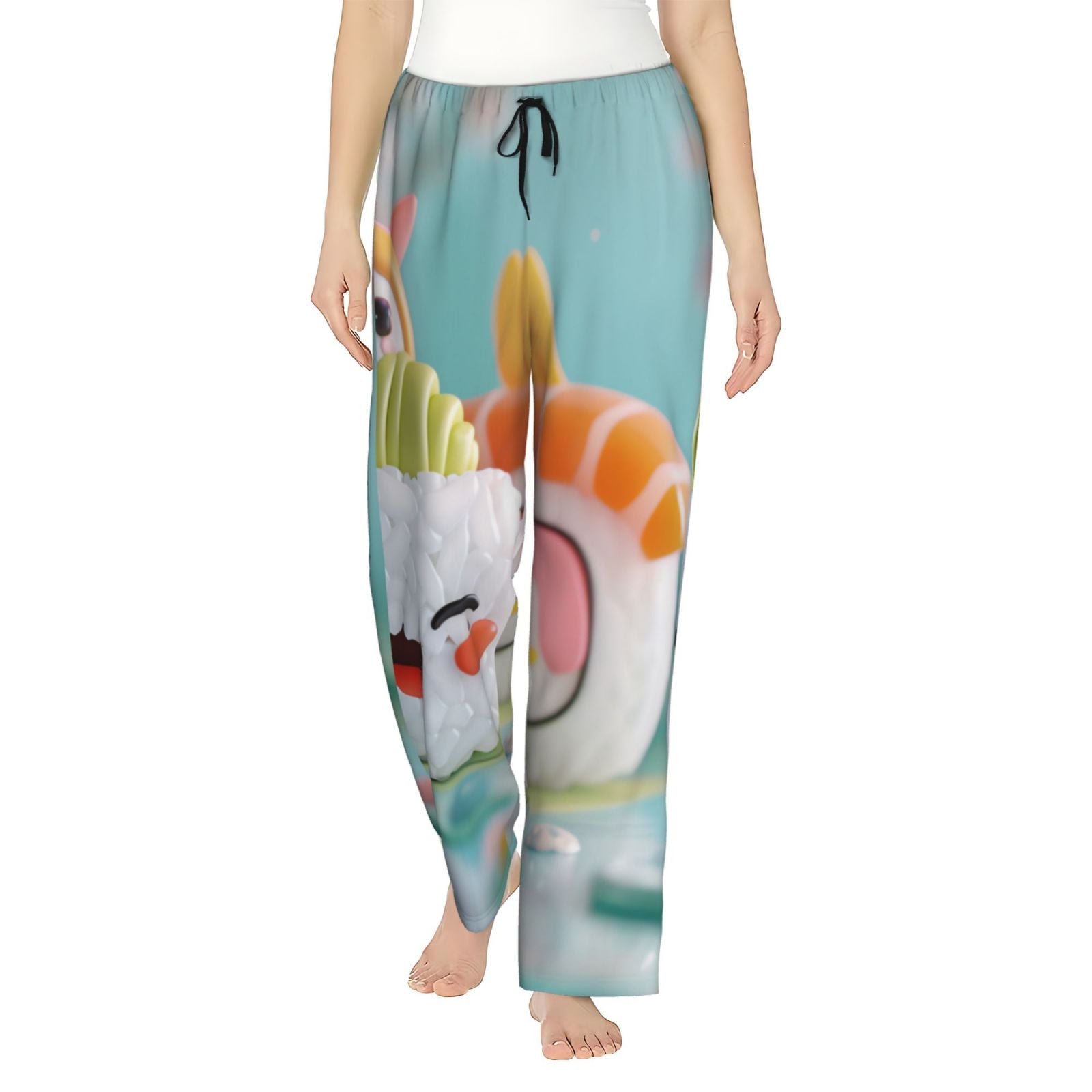 Wukai Kawaii Sushi Characters Delight Women Pajama Pants Comfy Stretch ...