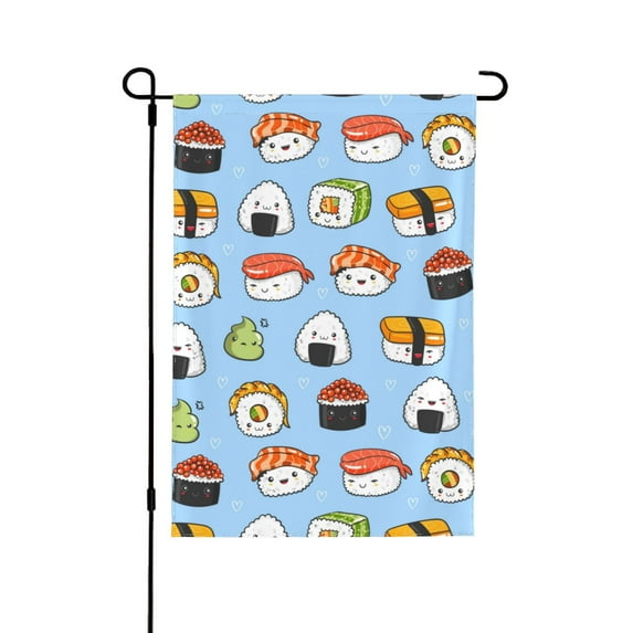 Wukai Kawaii Sushi Garden Flags Double Sided Welcome Garden Yard House Flags Outside Outdoor ...