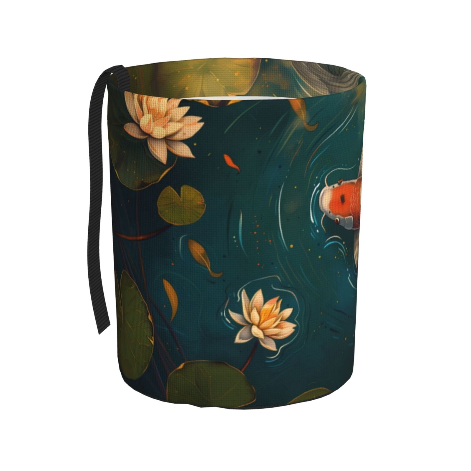 Wukai Koi Pond Lilies Print Car Trash Can - Easy to Clean Hanging ...
