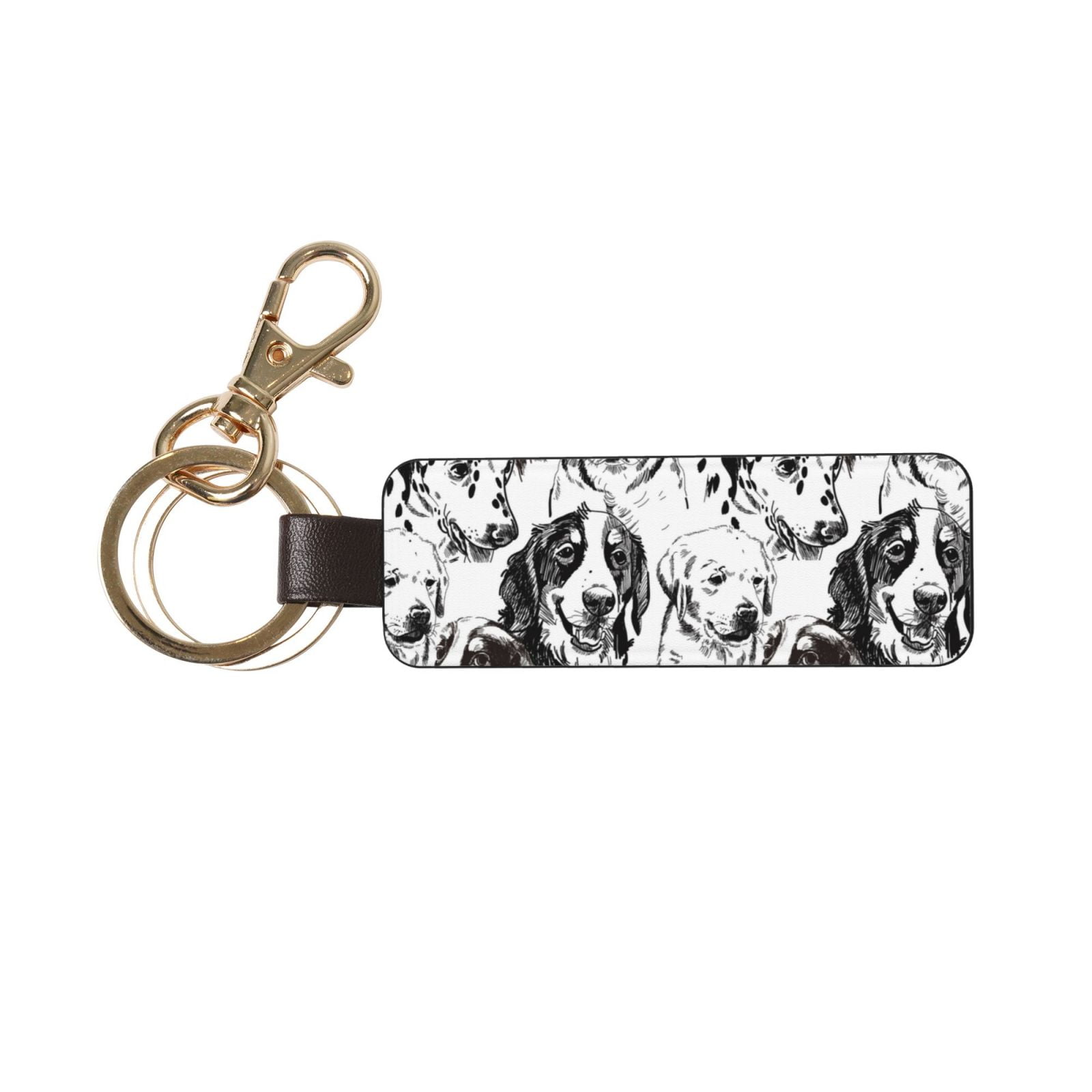Wukai Labrador Retriever Dog Print Leather Car Keychain, Universal Key ...