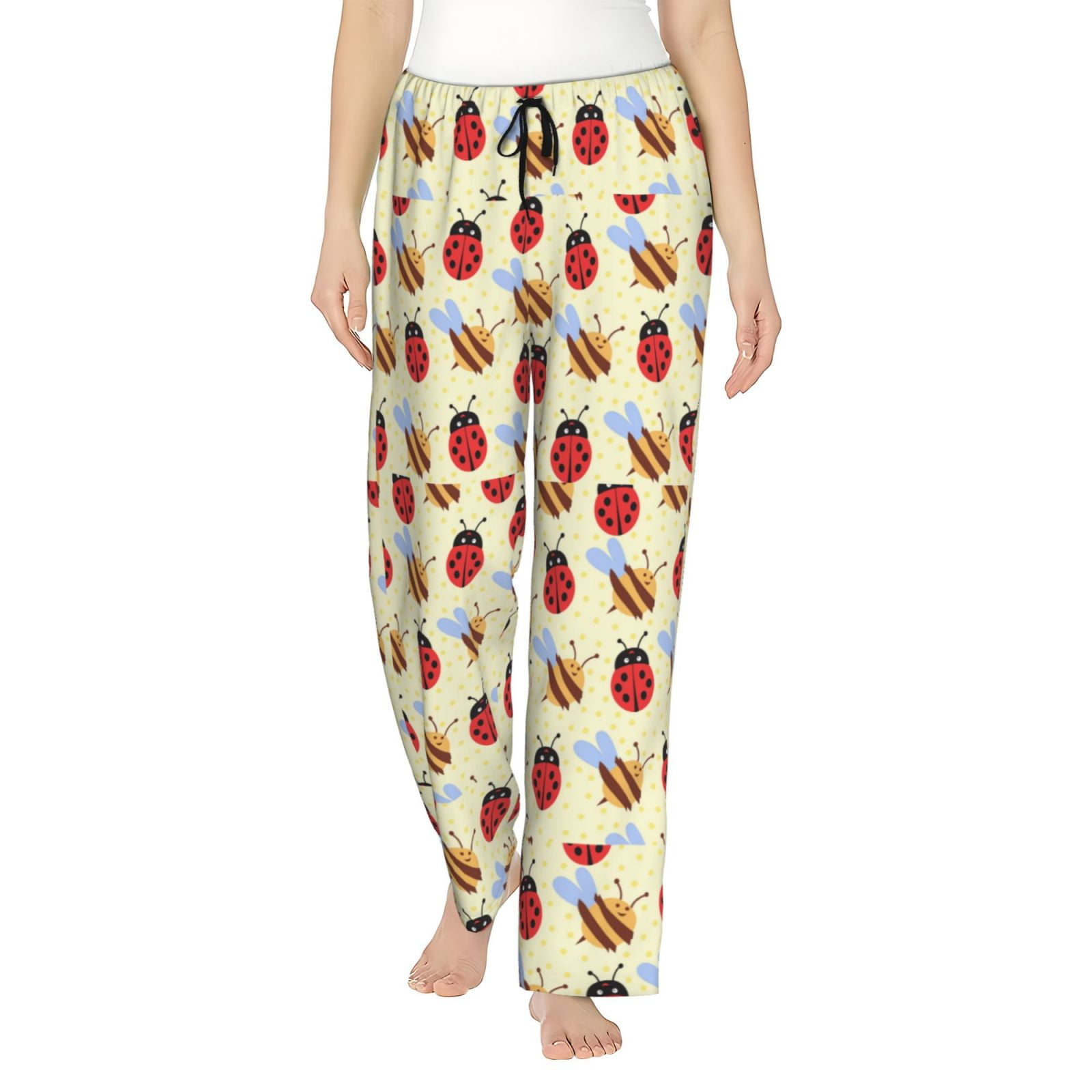 Wukai Ladybug And Bee Women Pajama Pants Comfy Stretch Drawstring ...