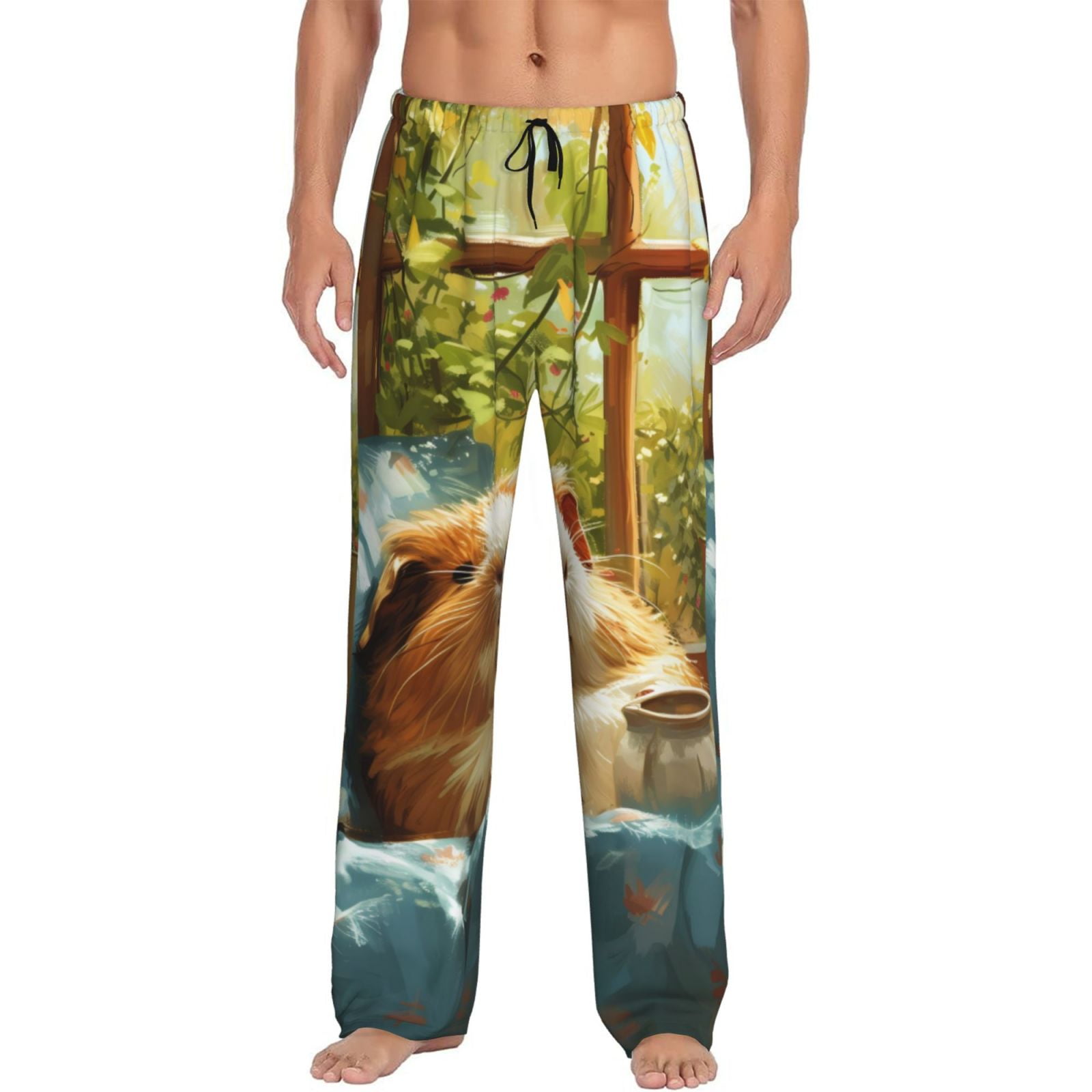 Wukai Lazy Home Style Guinea Pig Mens PJ Pajama Pants|Sleepwear Plaid ...