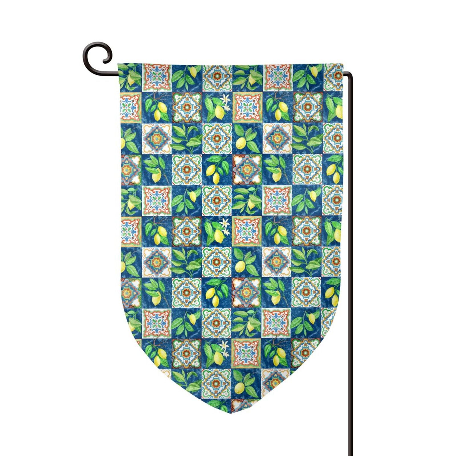 Wukai Lemon and Leaves Print Garden Flag 12.5x18 Inch Double Sided Sun ...