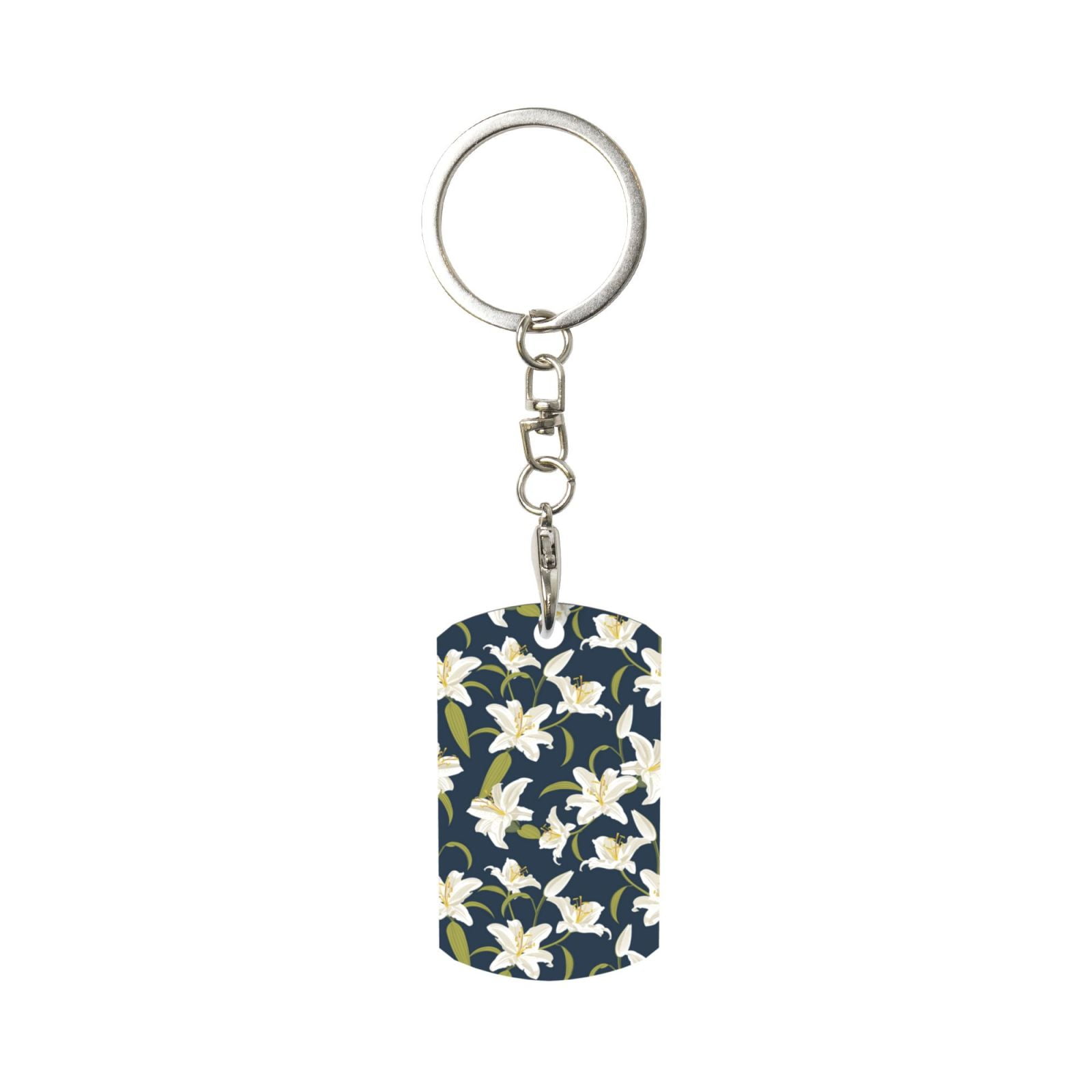 Wukai Lilies Flowers Print Rectangular Metal Keychain: Sleek and ...