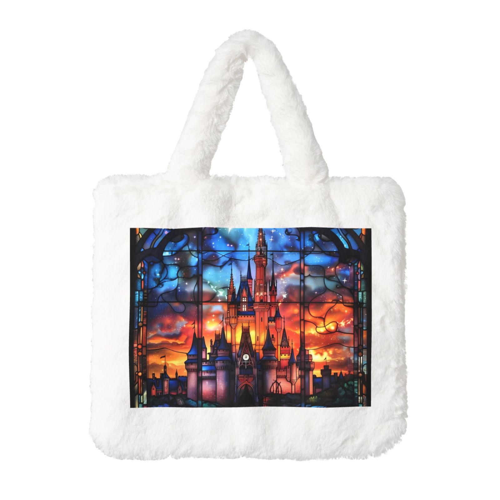 Wukai Magical Stained Glass Castle Print Plush Underarm Bag, Ladies ...