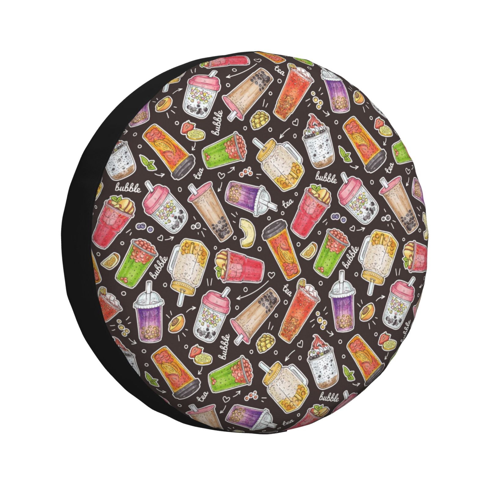 Wukai Milk Tea Print Spare Tire Cover for RV Trailer,Waterproof PVC ...