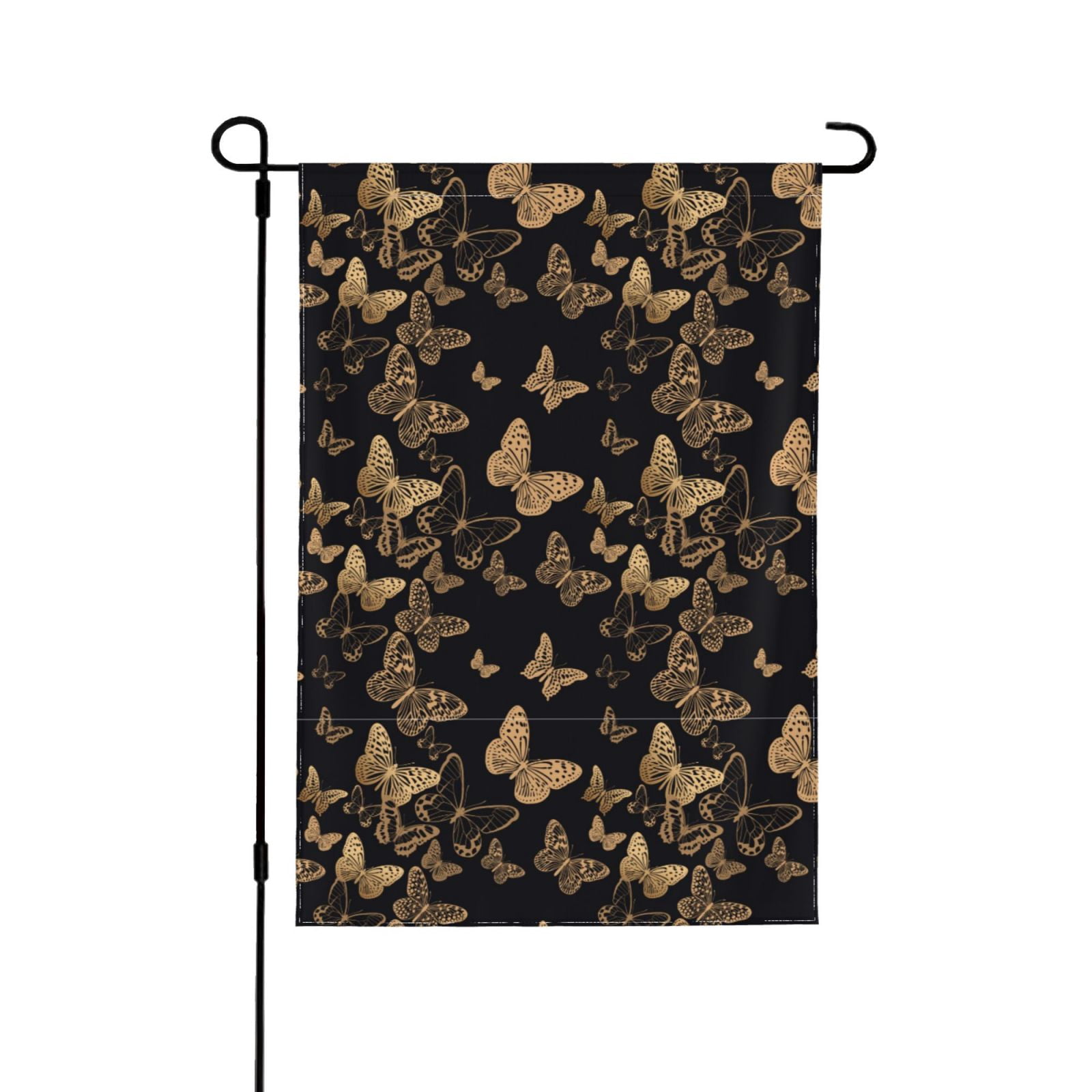 Wukai Modern Golden Butterfly Garden Flags Double Sided Welcome Garden ...