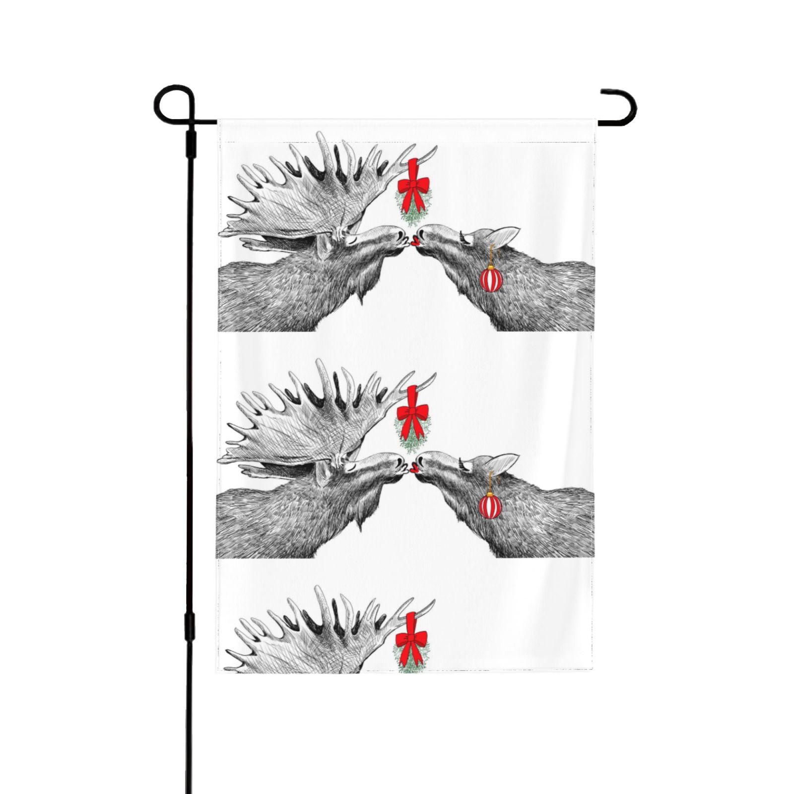 Wukai Moose Kissing Under Mistletoe Garden Flags Double Sided Welcome ...