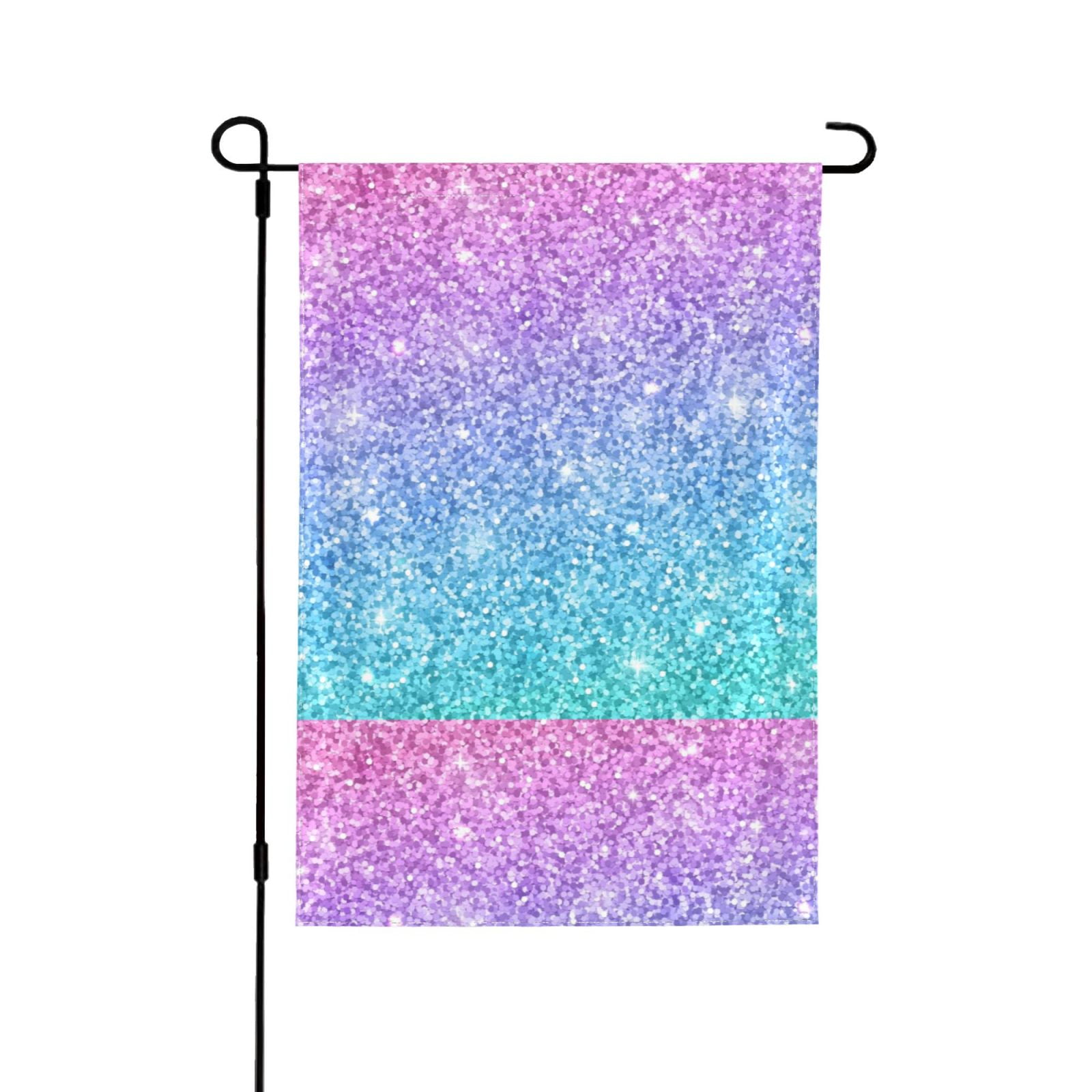 Wukai Multicolor Glitter Garden Flags Double Sided Welcome Garden Yard ...