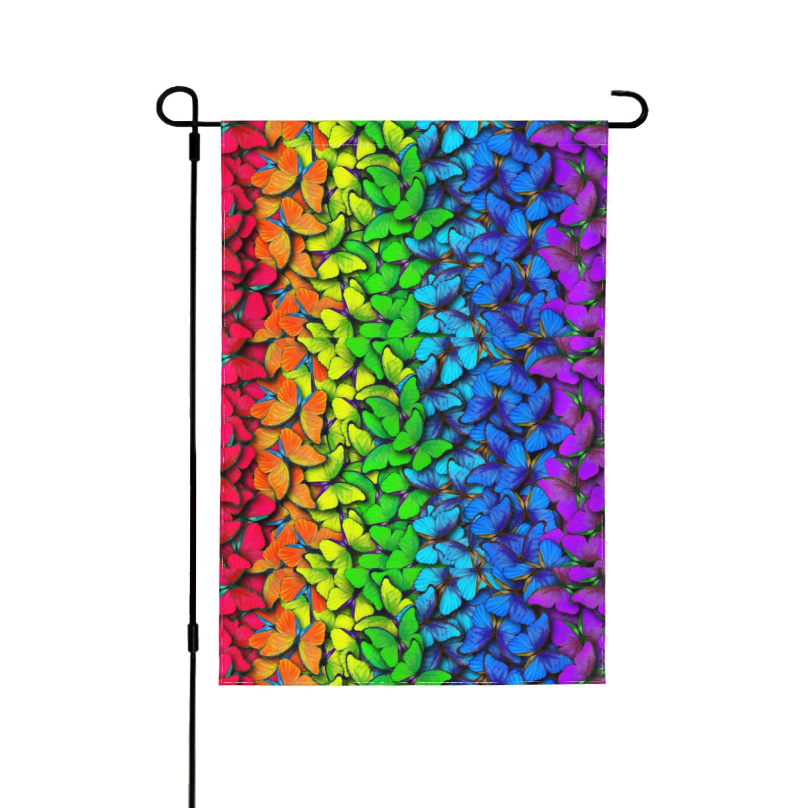 Wukai Multicolored Butterflies Garden Flags Double Sided Welcome Garden ...