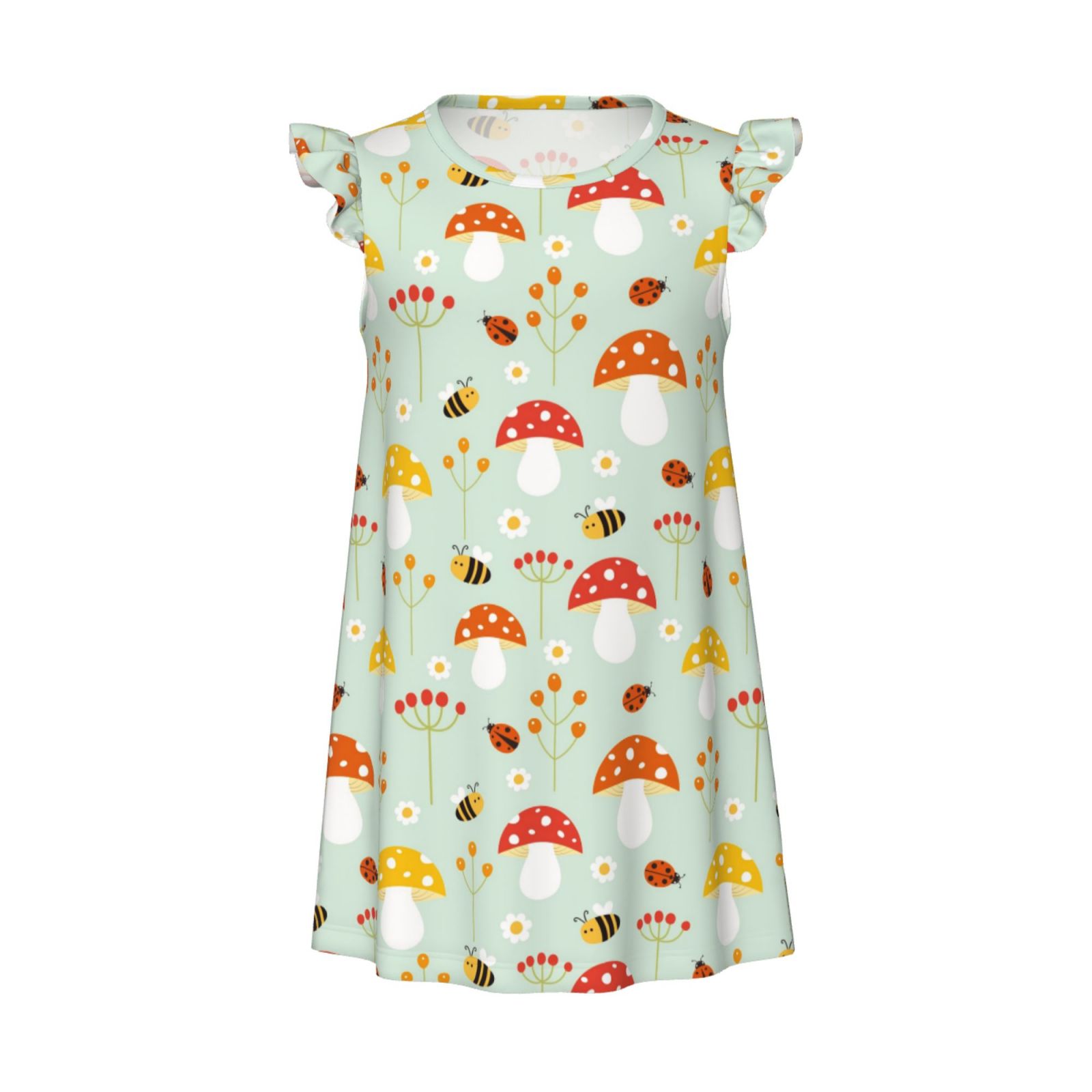 Wukai Mushroom Bee Print Girls Nightgowns Pajamas Dress,Soft & Cute ...