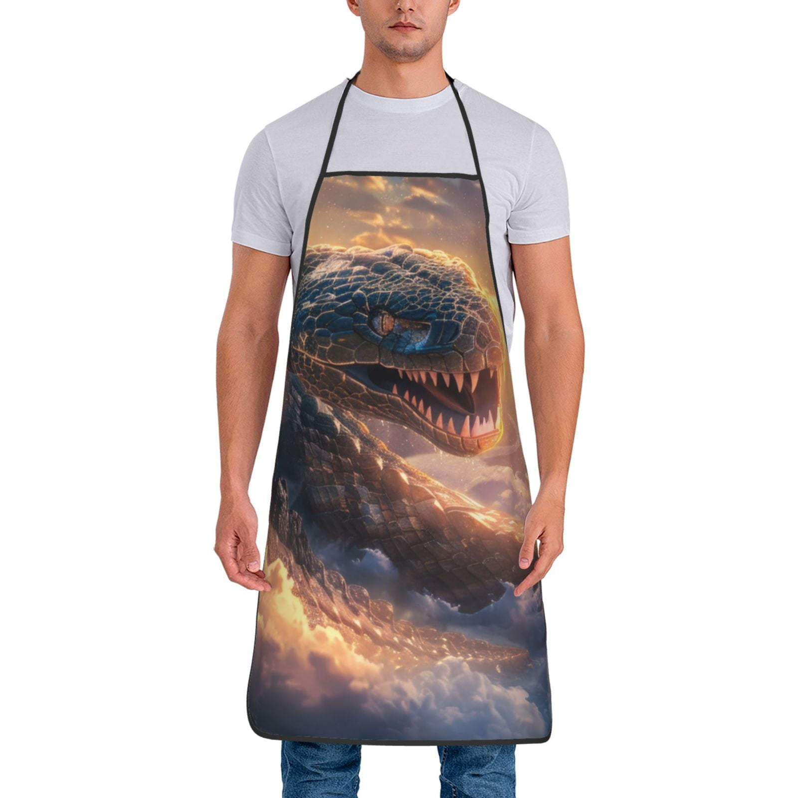 Wukai Mythical Serpent Mountain Sunrise Print Aprons Adjustable Bib ...