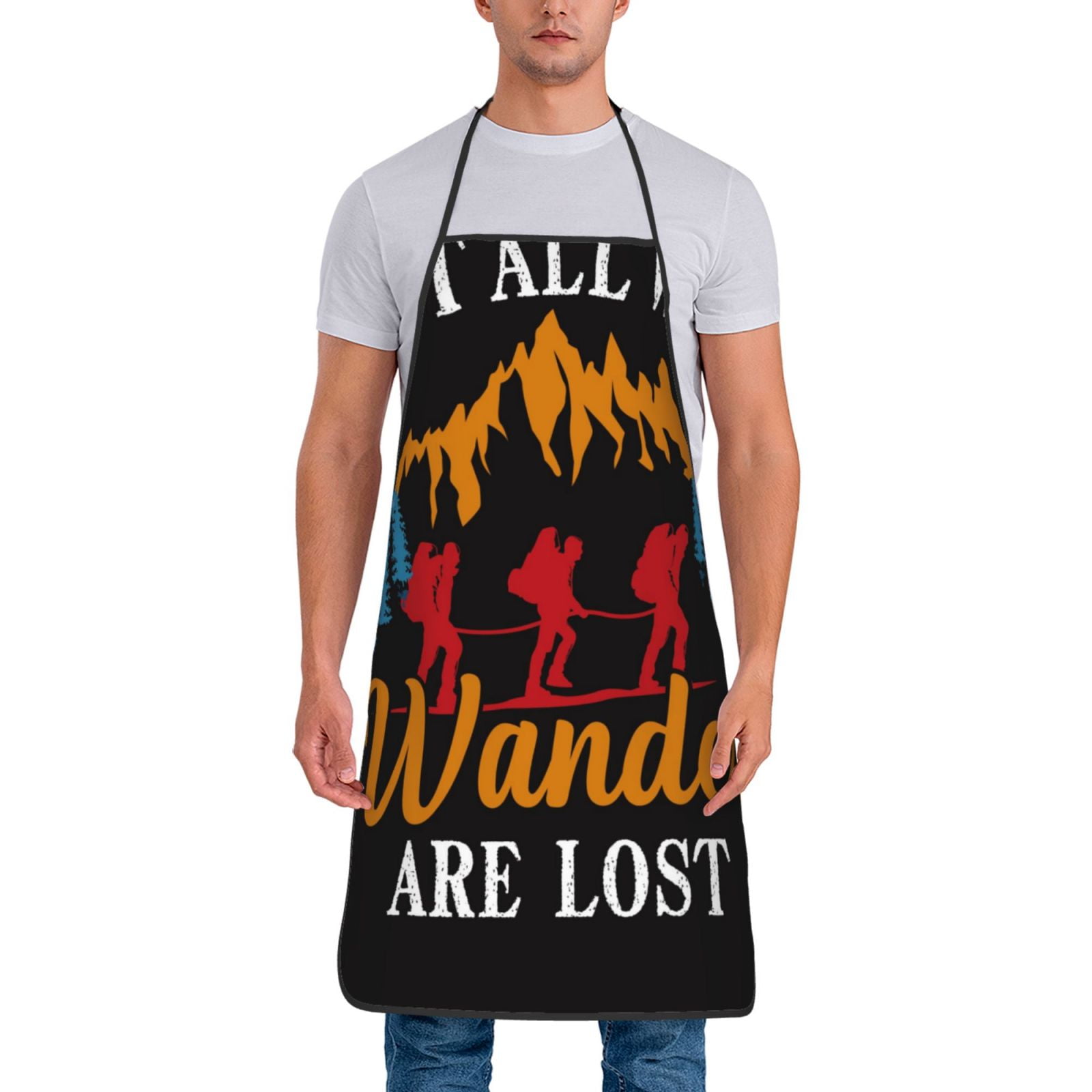 Wukai Not All Who Wander Are Lost Hiking Print Aprons Adjustable Bib ...