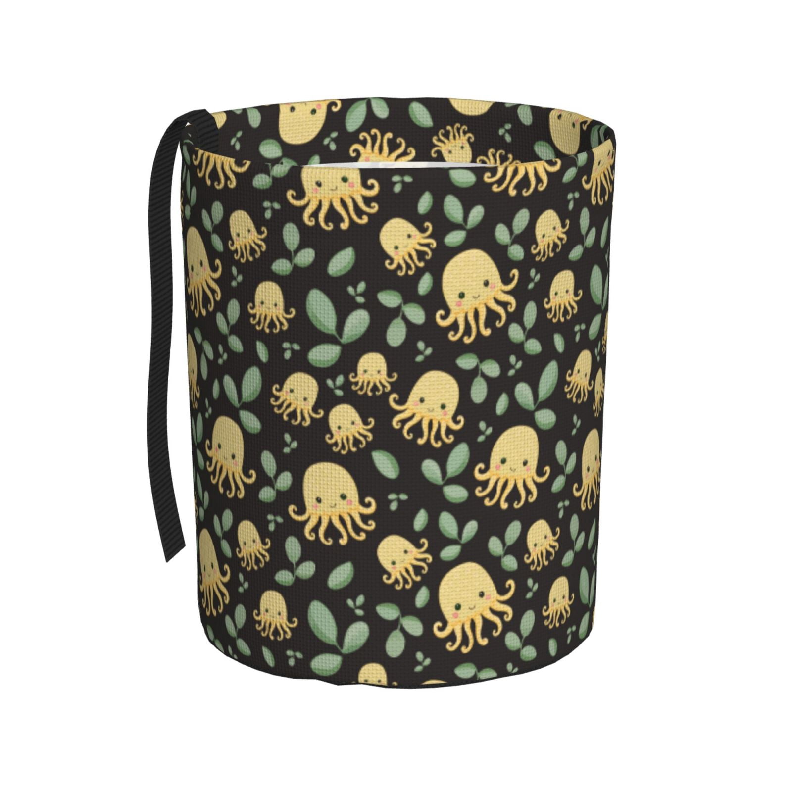 Wukai Octopuses And Leaves Print Car Trash Can - Easy to Clean Hanging ...
