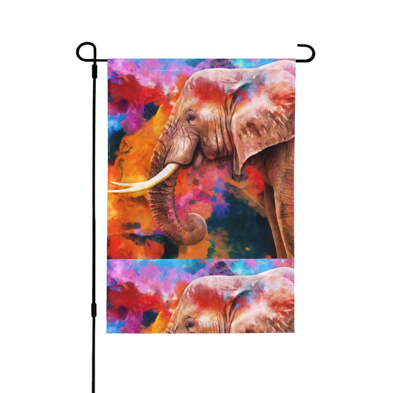 Wukai Oil Paintings of Elephants Garden Flags Double Sided Welcome ...