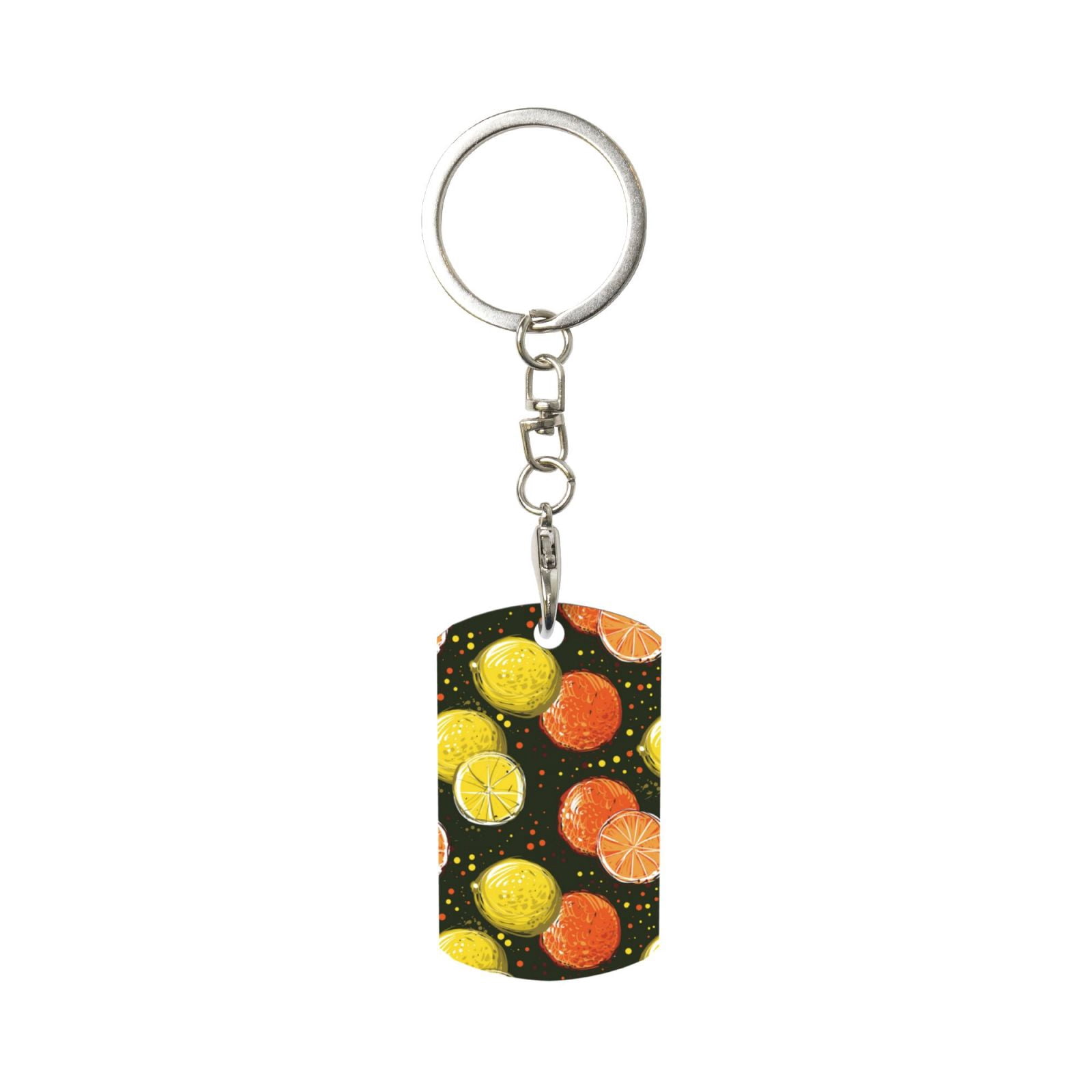 Wukai Orange Lemon Print Rectangular Metal Keychain: Sleek and Durable ...