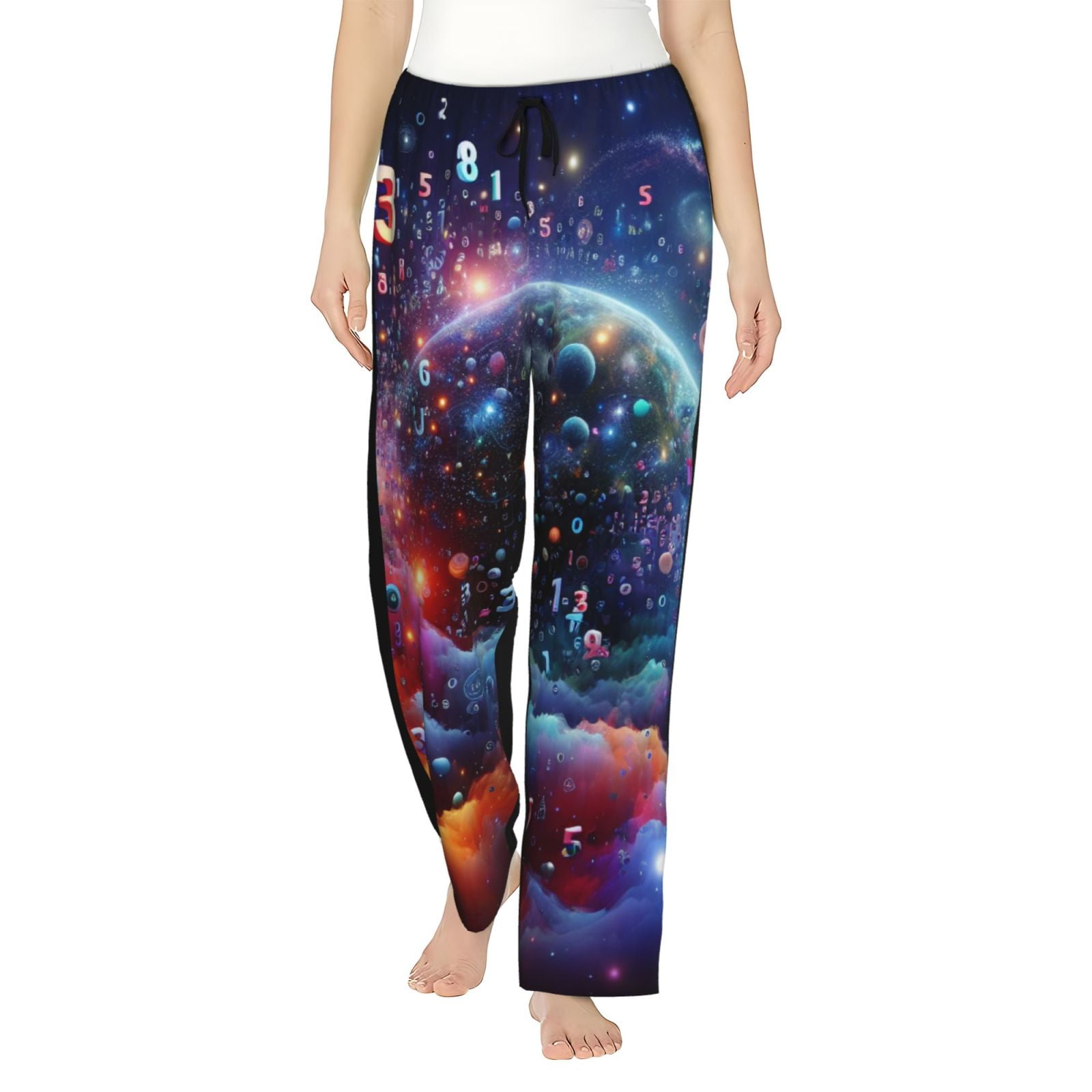 Wukai Outer Space Floating Numbers And Letters Women Pajama Pants Comfy ...