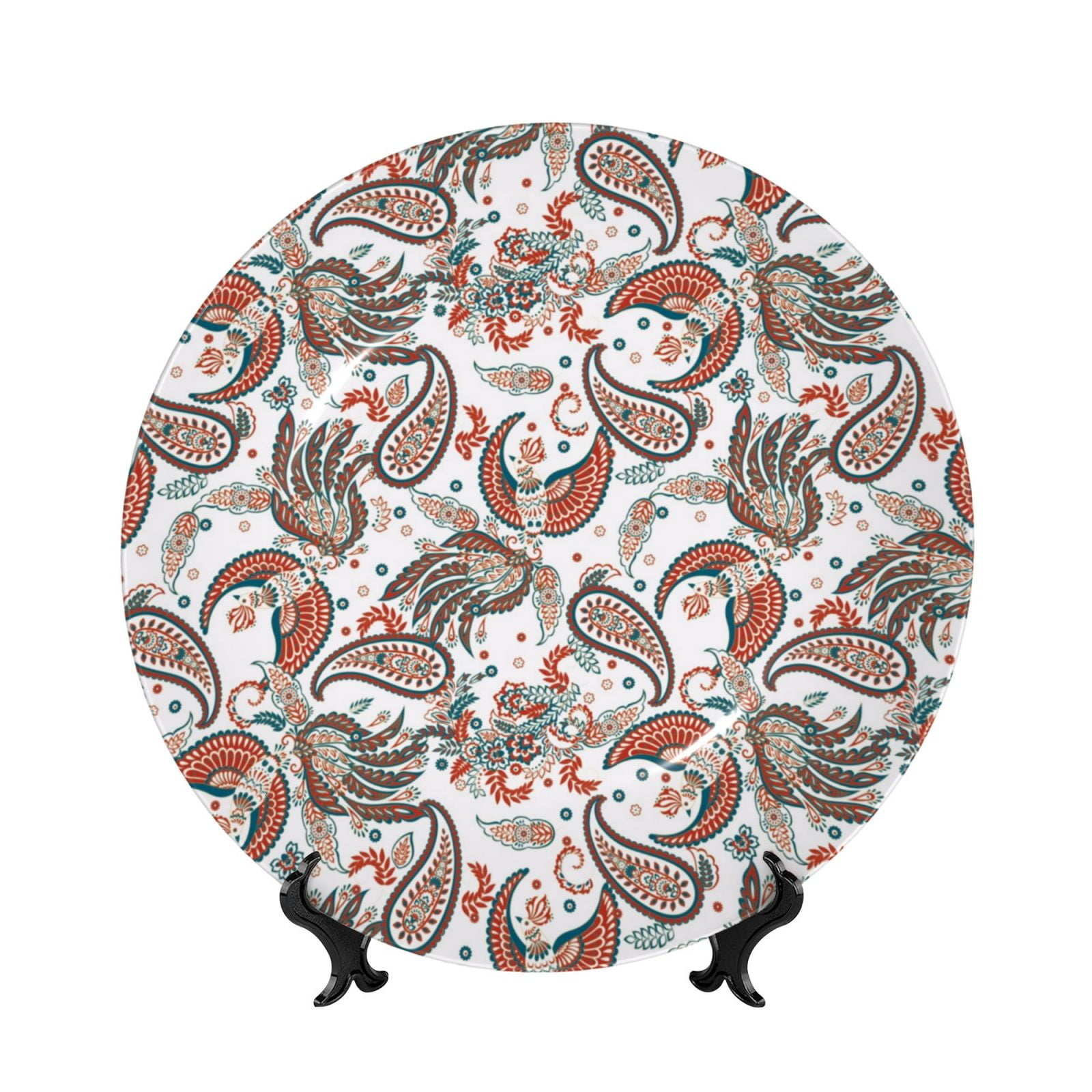 Wukai Paisley Floral Print Decorative Plate for Display,Bone China ...