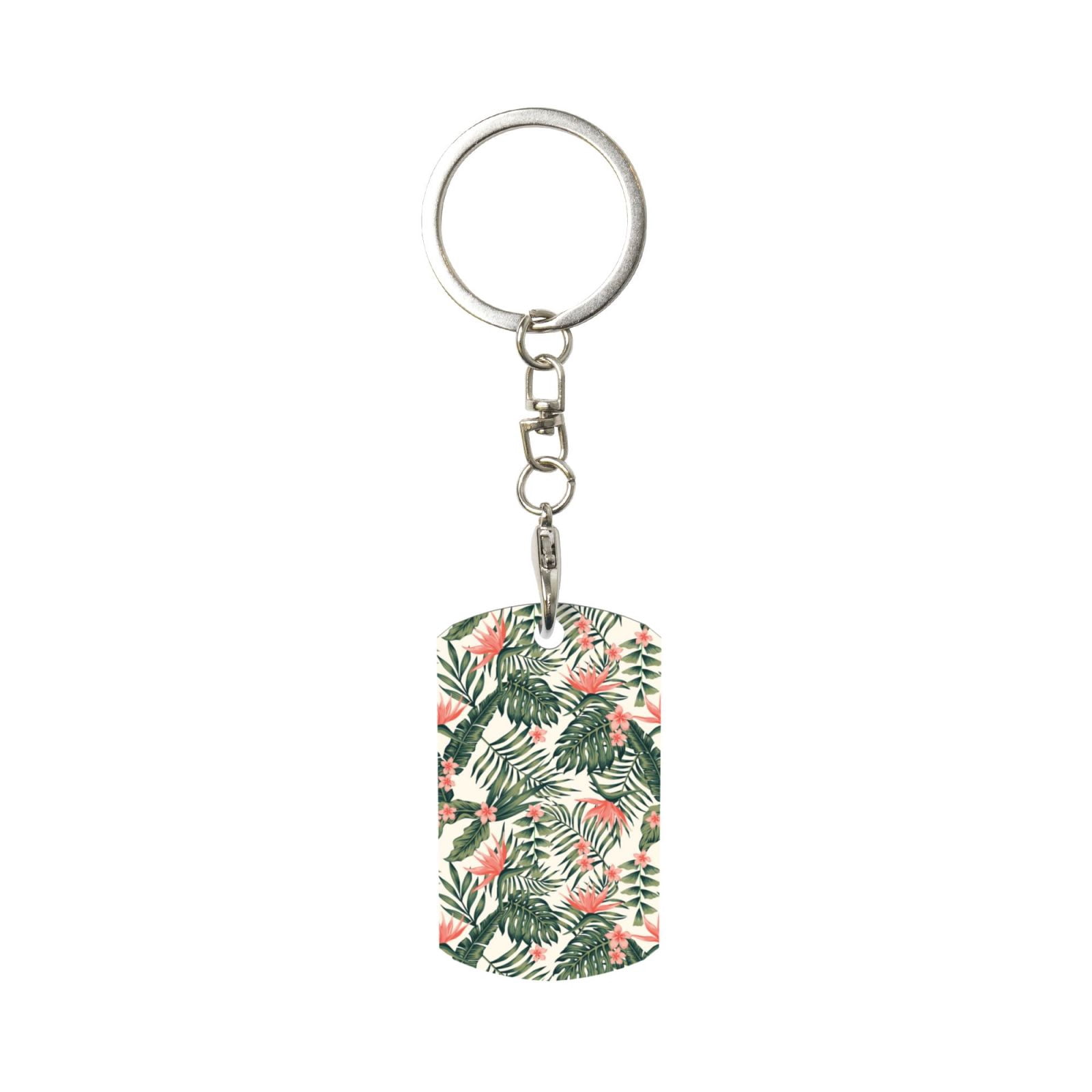 Wukai Palm Trees and Tropical Print Rectangular Metal Keychain: Sleek ...