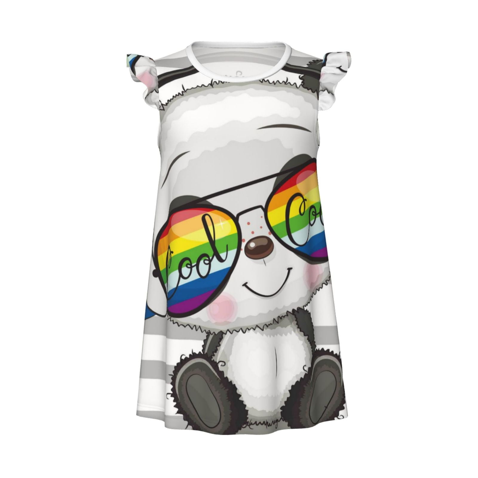 Wukai Panda with Sun glasses Print Girls Nightgowns Pajamas Dress,Soft ...