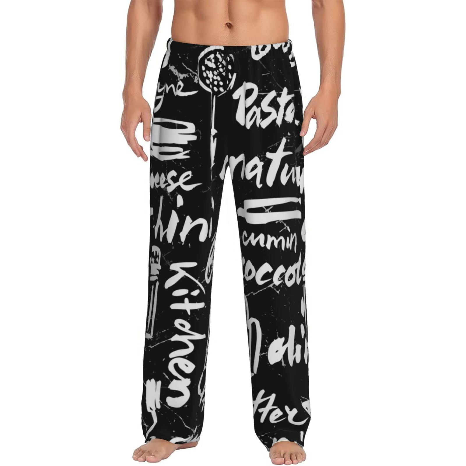 Wukai Pasta Bacon Mens PJ Pajama Pants|Sleepwear Plaid PJs with Pockets ...
