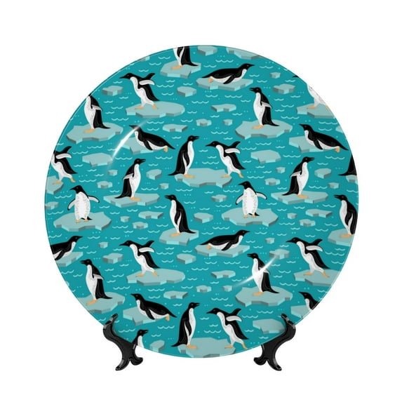 Wukai Penguins On The Ice In The Sea Print Decorative Plate for Display ...