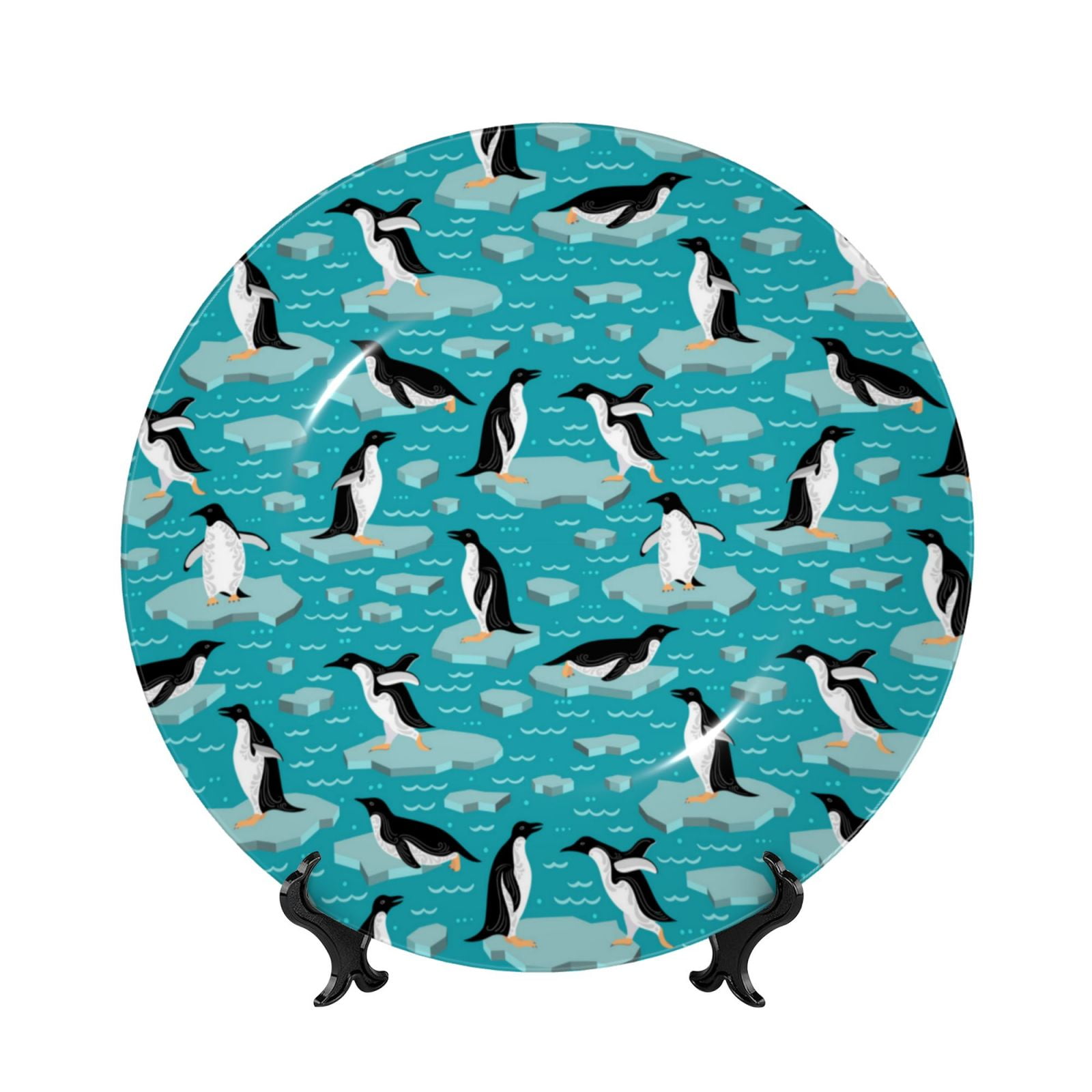 Wukai Penguins On The Ice In The Sea Print Decorative Plate for Display ...
