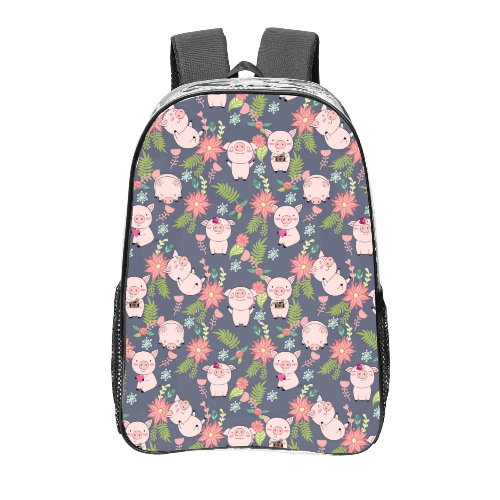 Wukai Pigs 1 Print Clear Backpack Heavy Duty with Padded Straps, Side ...
