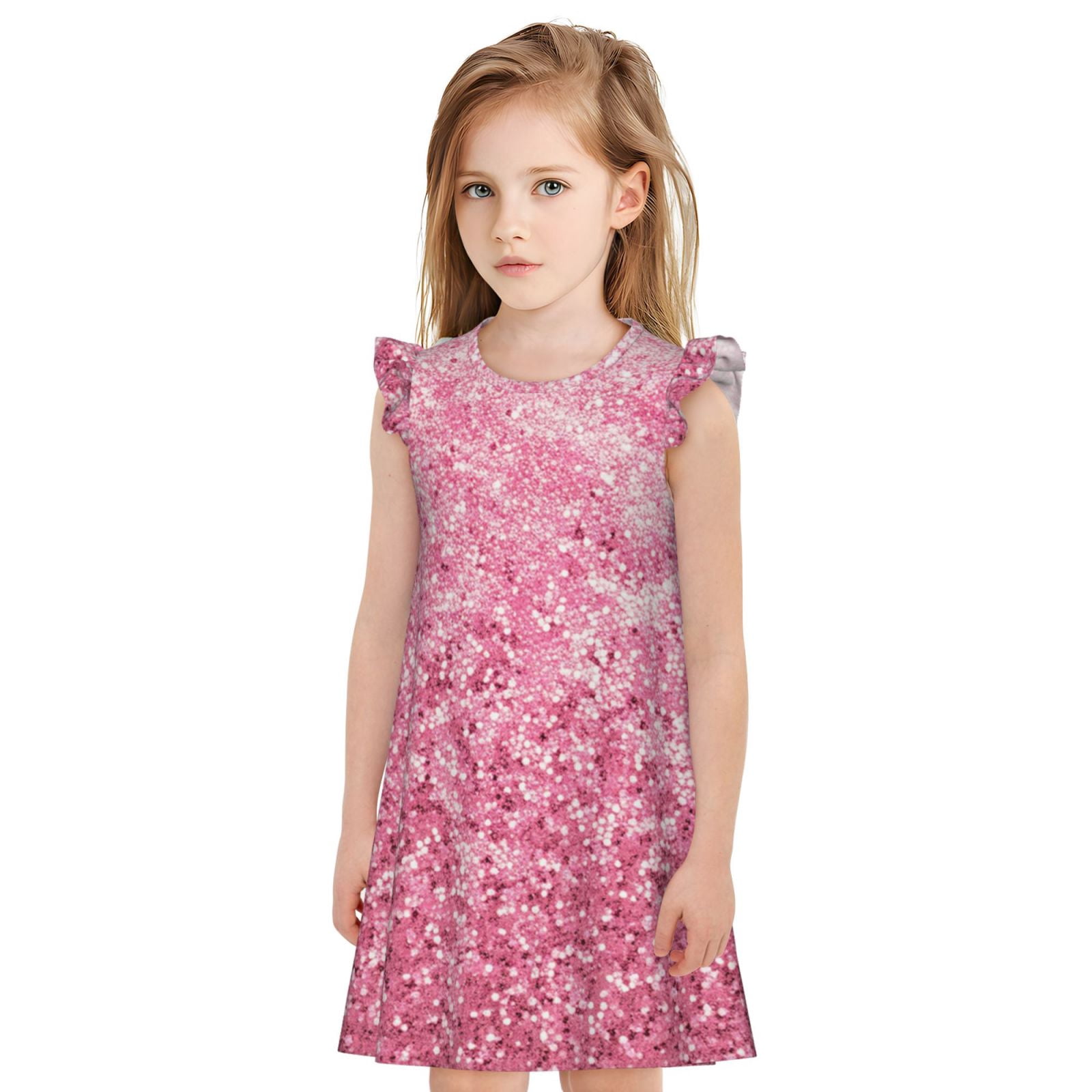 Wukai Pink Glitter Print Girls Nightgowns Pajamas Dress,Soft & Cute ...