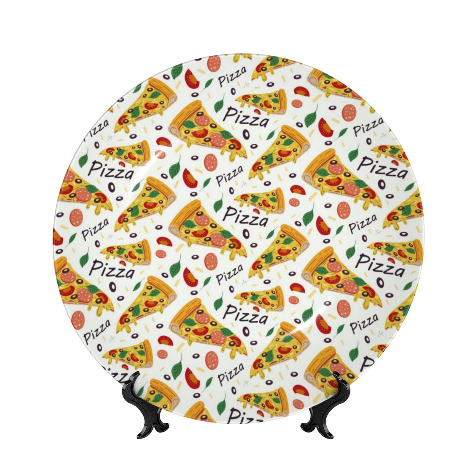Wukai Pizza Slices Print Decorative Plate for Display,Bone China ...