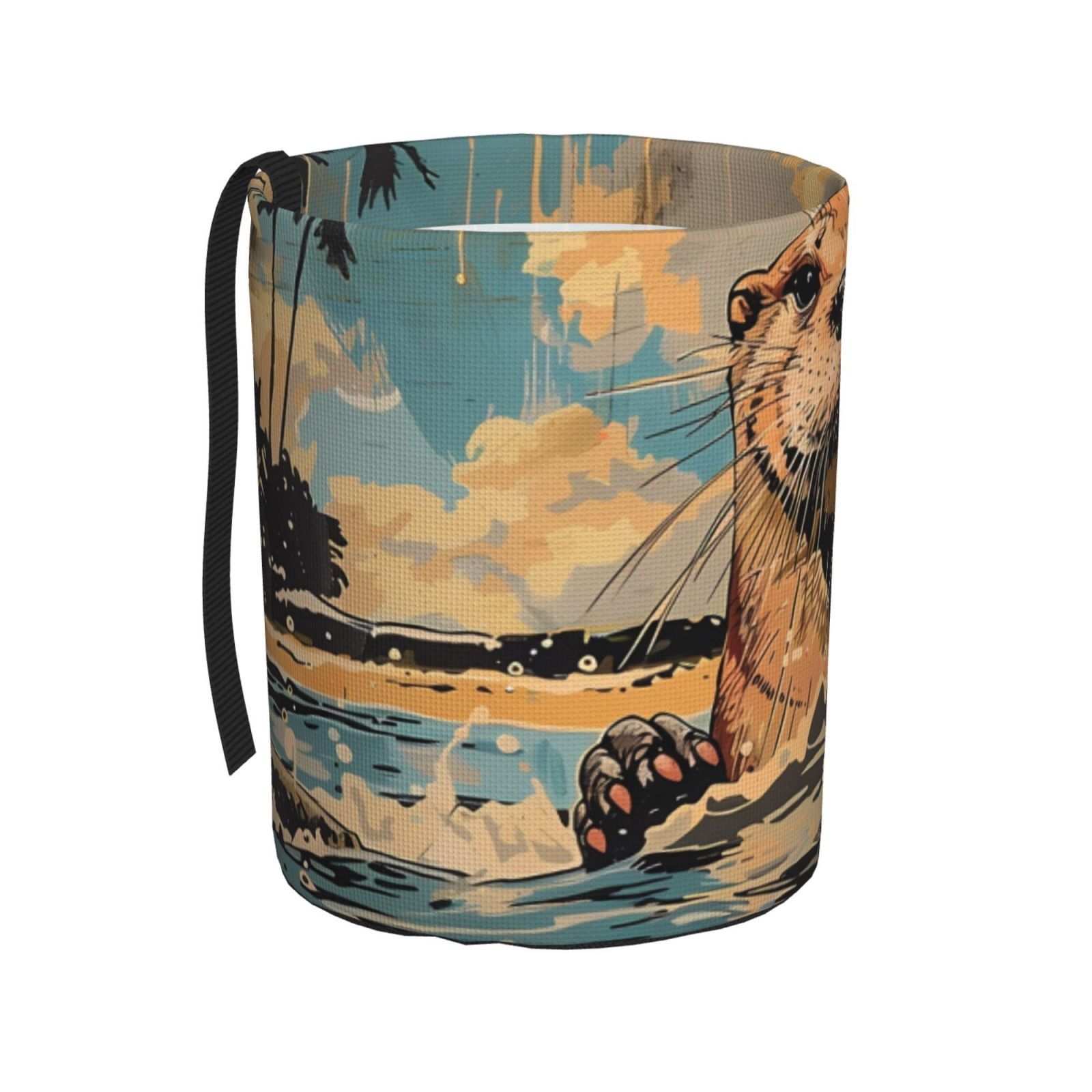 Wukai Playful Otter Tropical Beach Print Car Trash Can - Easy to Clean ...