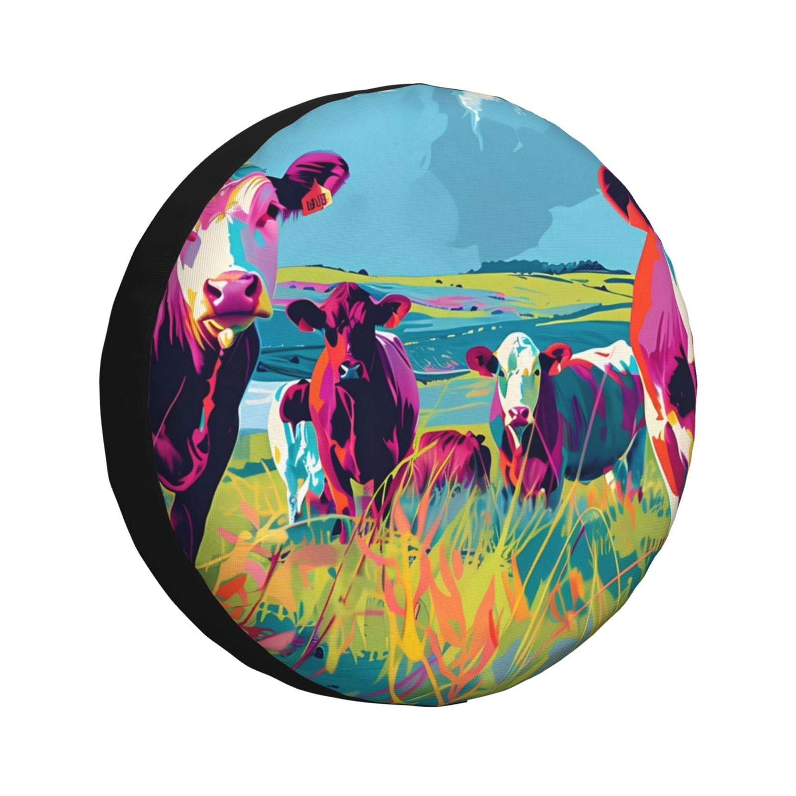 Wukai Pop Art Colorful Cows Print Spare Tire Cover for RV Trailer ...