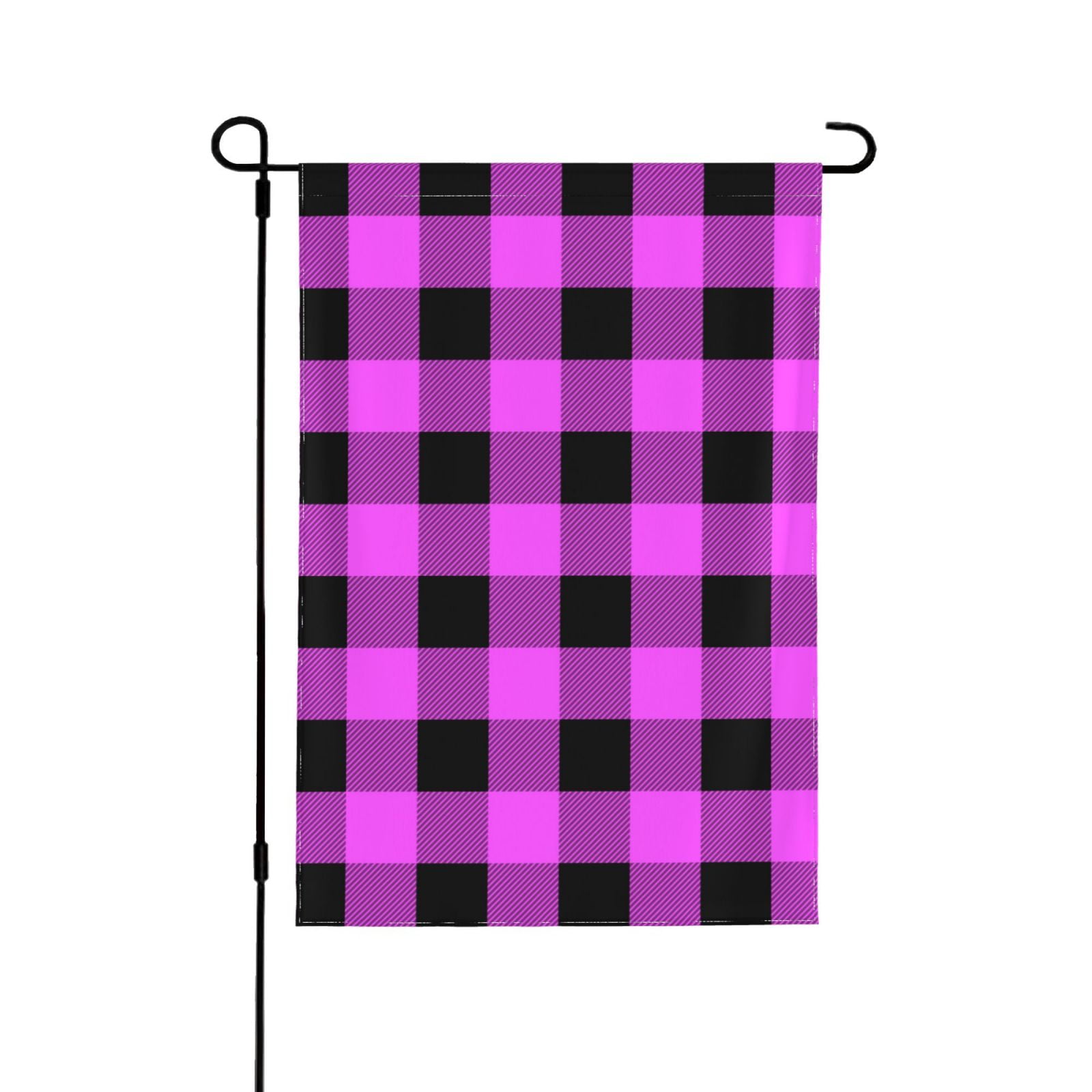 Wukai Purple Black Buffalo Plaid Garden Flags Double Sided Welcome ...