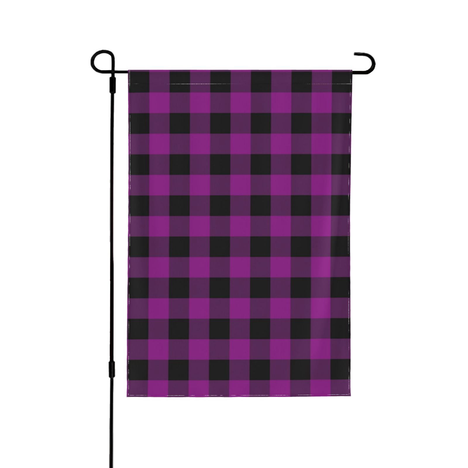 Wukai Purple Black Plaid Garden Flags Double Sided Welcome Garden Yard ...