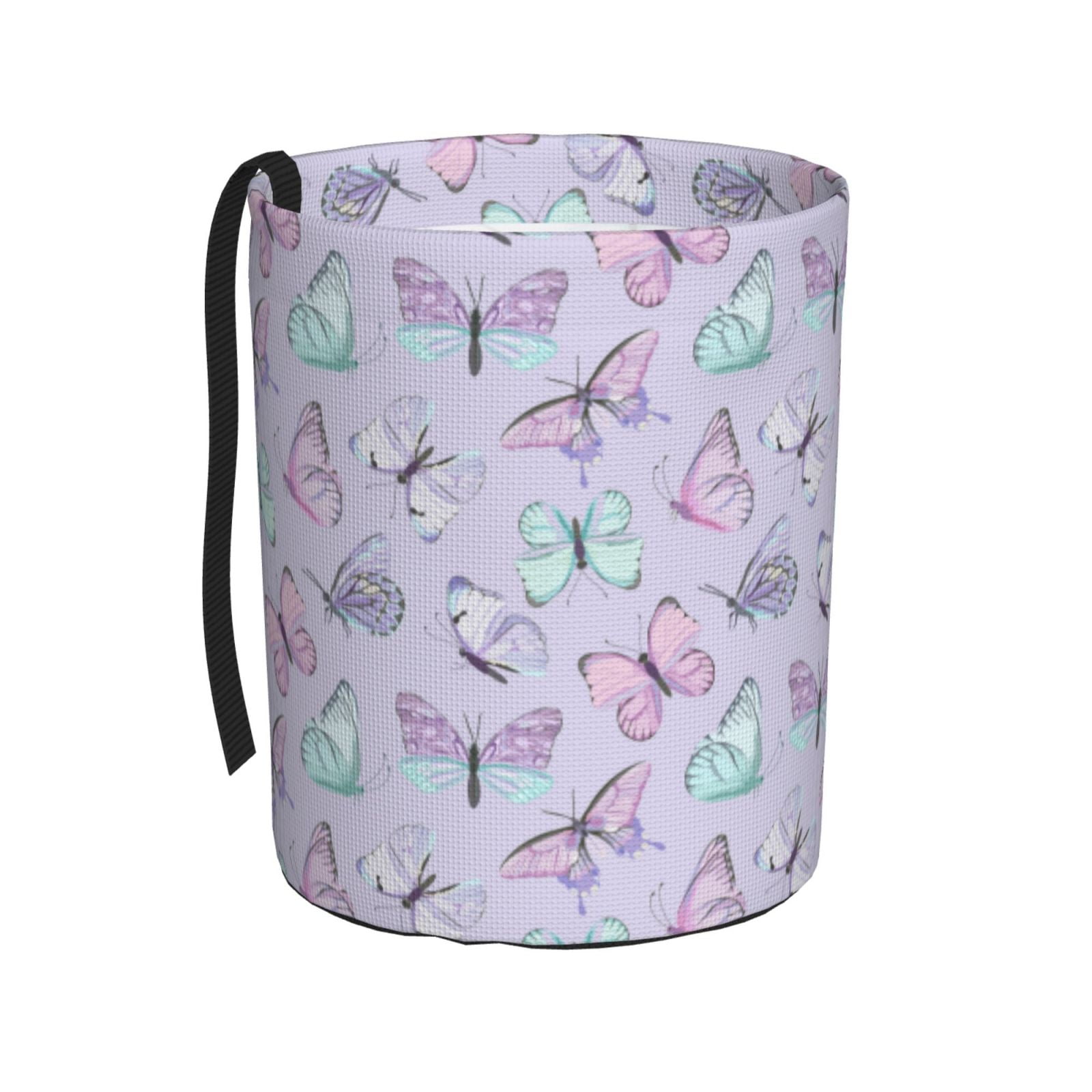 Wukai Purple Butterfly Print Car Trash Can - Easy to Clean Hanging ...