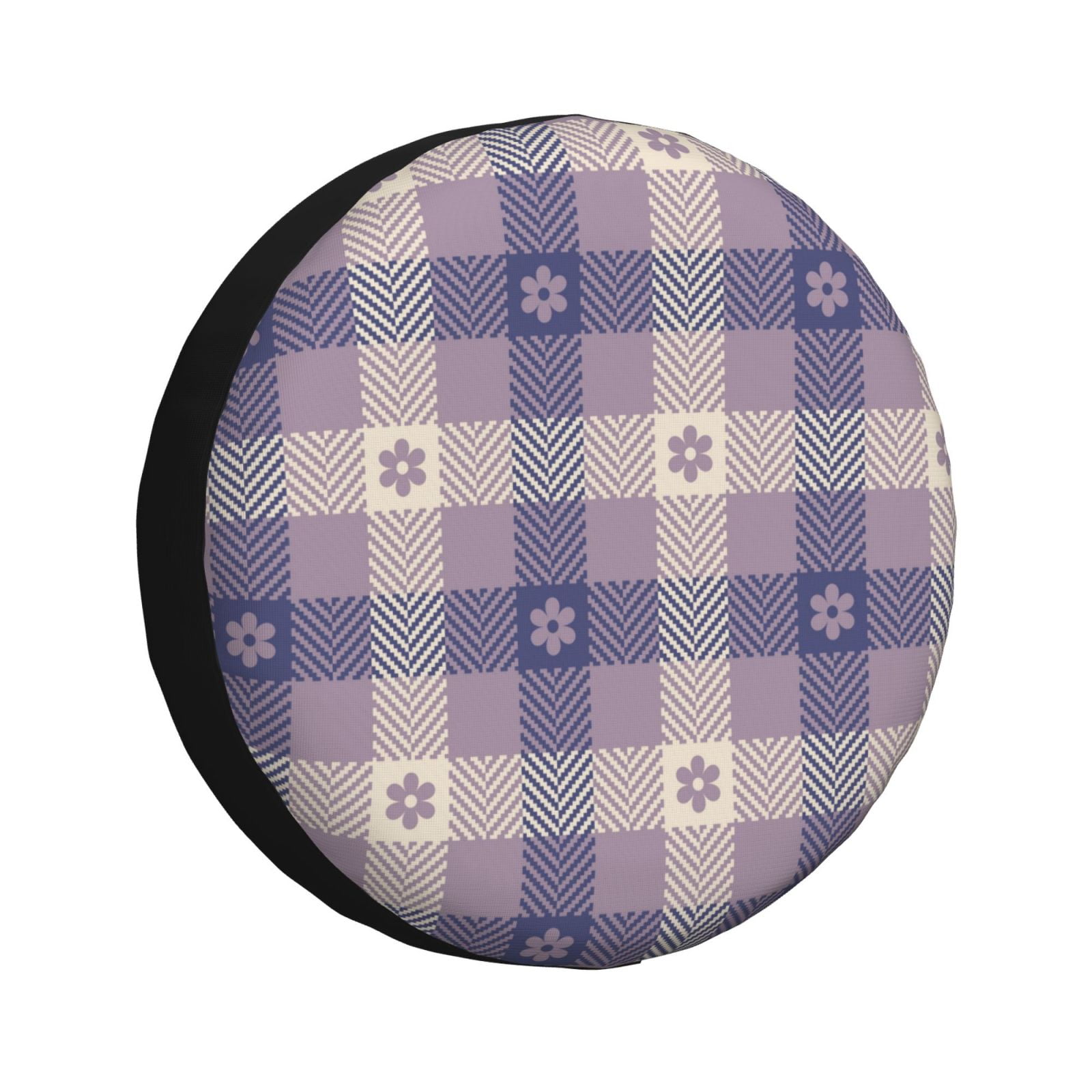 Wukai Purple Floral Gingham Check Plaid Print Spare Tire Cover for RV ...