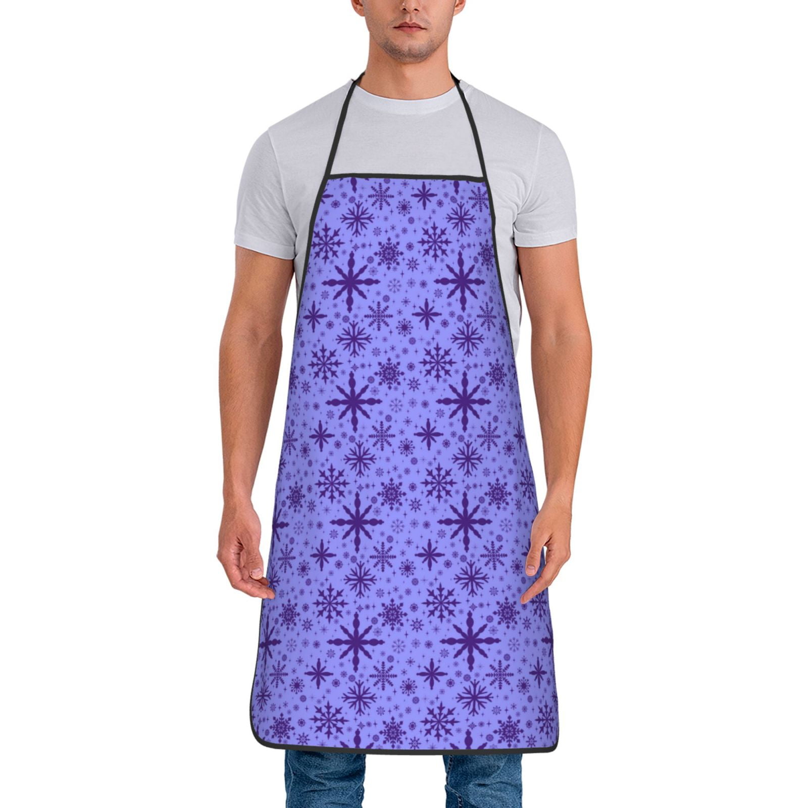 Wukai Purple Snowflake Elegance Print Aprons Adjustable Bib Aprons ...