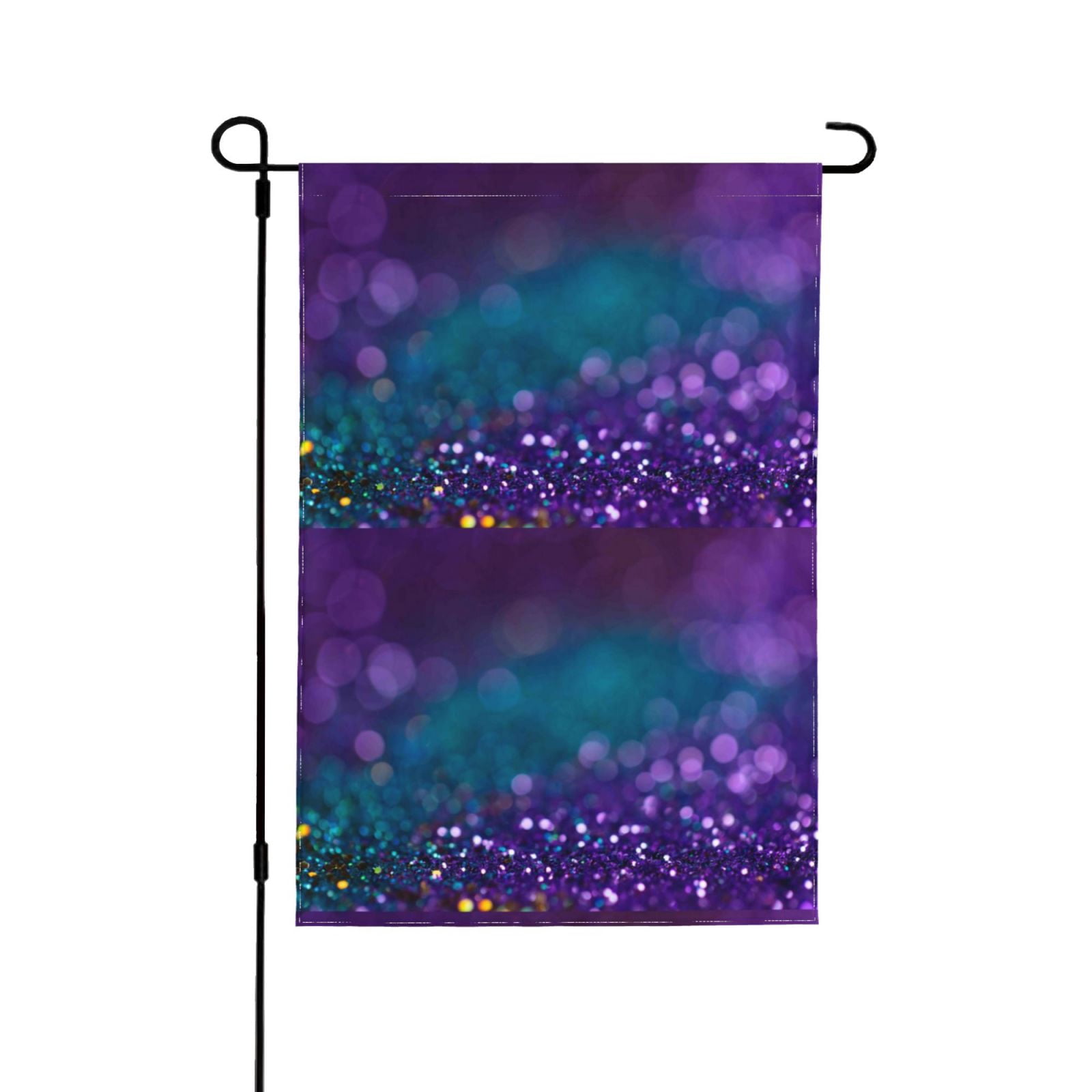 Wukai Purple and Green Glitter Garden Flags Double Sided Welcome Garden ...