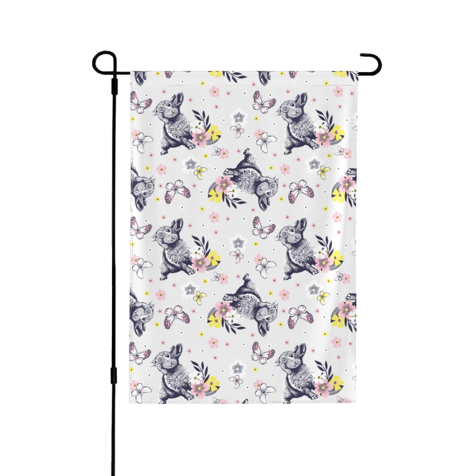 Wukai Rabbit And Butterfly Garden Flags Double Sided Welcome Garden ...