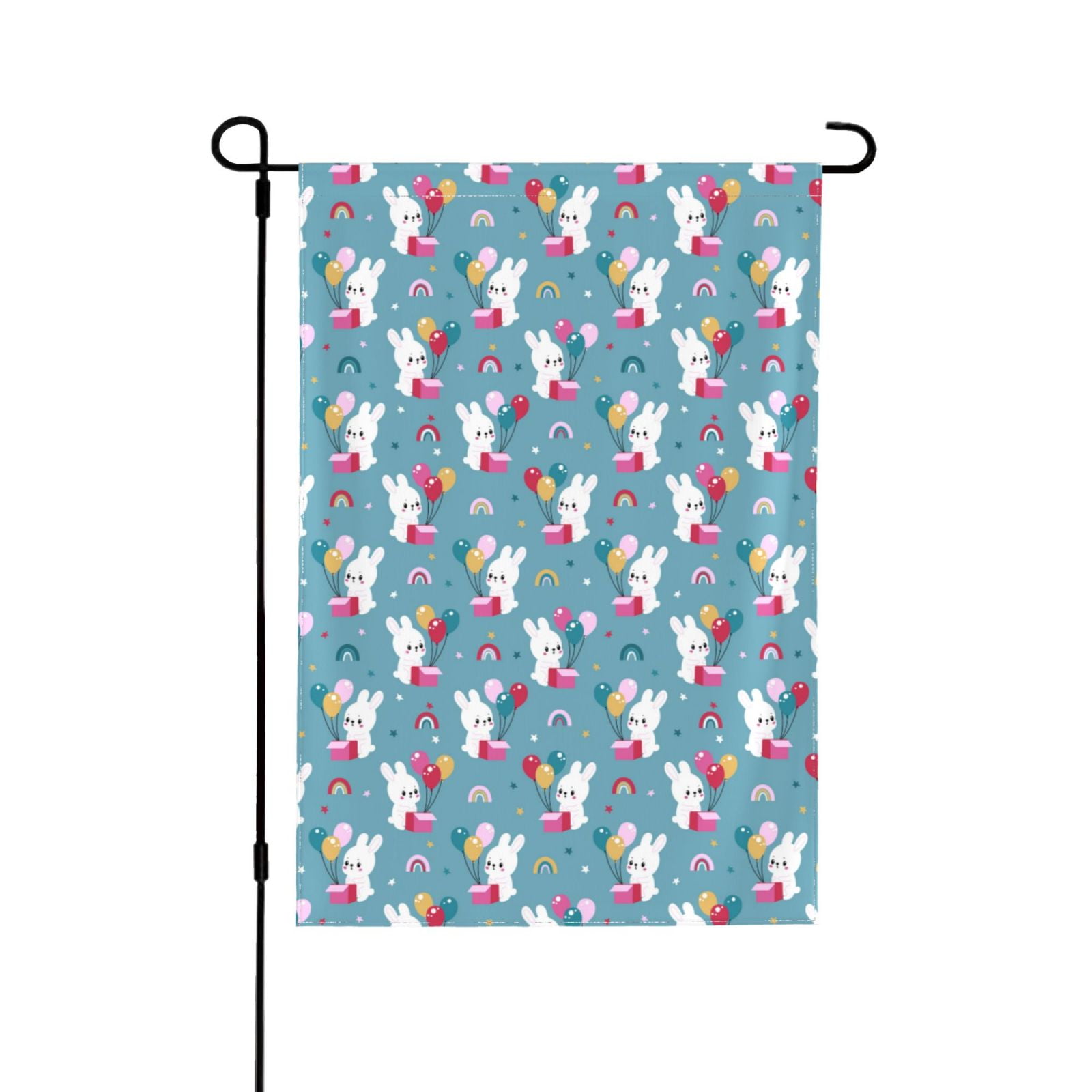 Wukai Rabbit And Rainbow Garden Flags Double Sided Welcome Garden Yard ...
