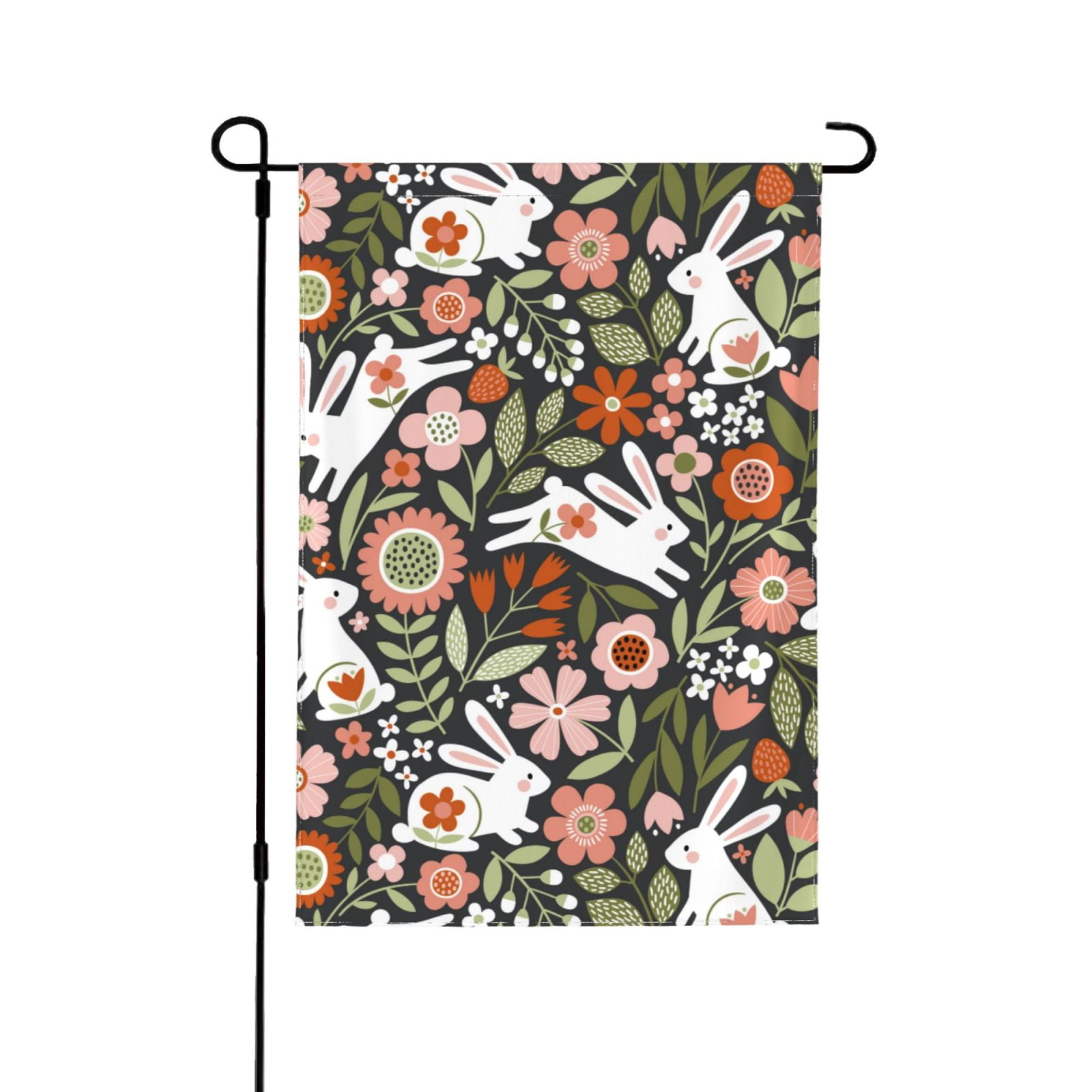 Wukai Rabbits on Floral Garden Flags Double Sided Welcome Garden Yard ...