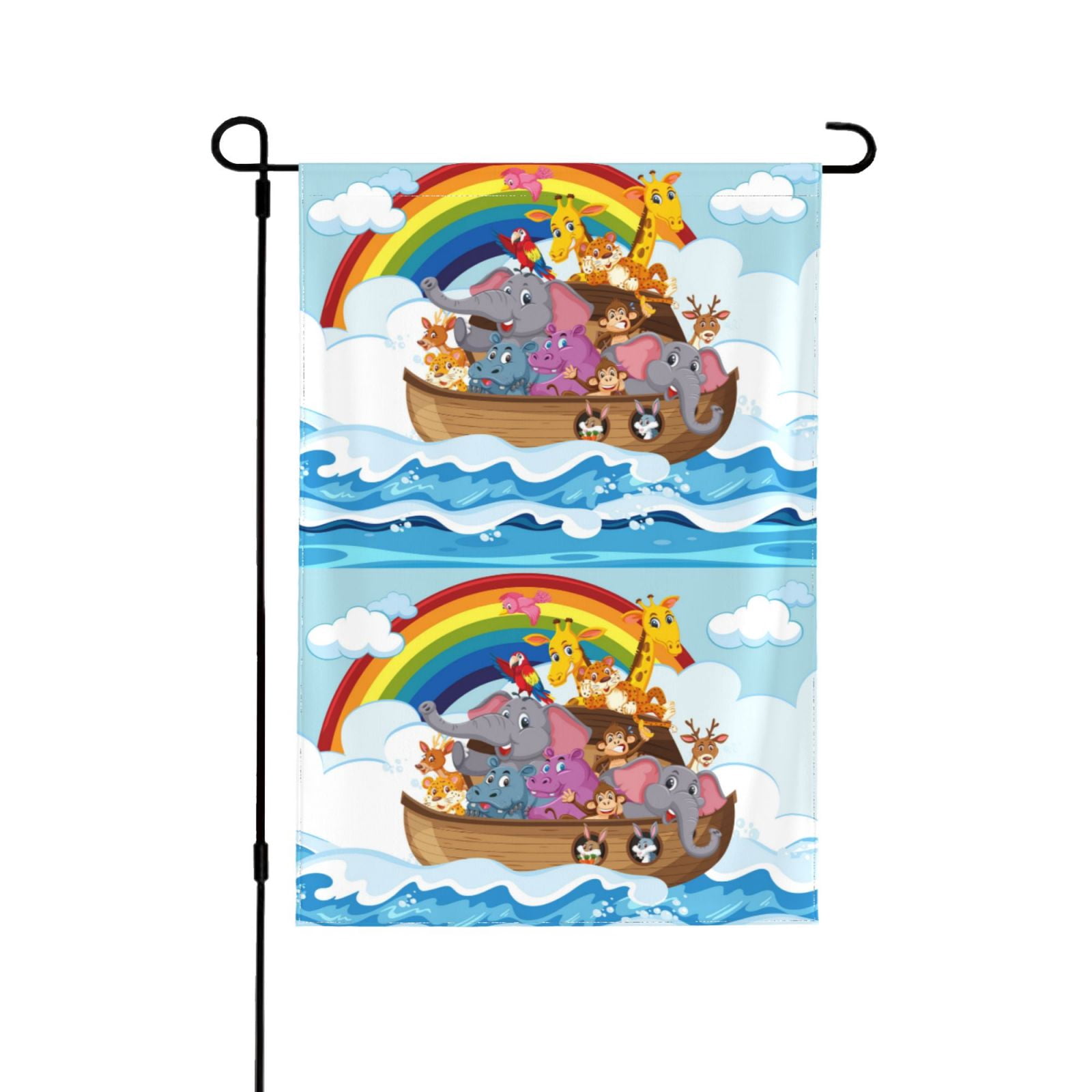 Wukai Rainbow Animals on Noah's Ark Garden Flags Double Sided Welcome ...