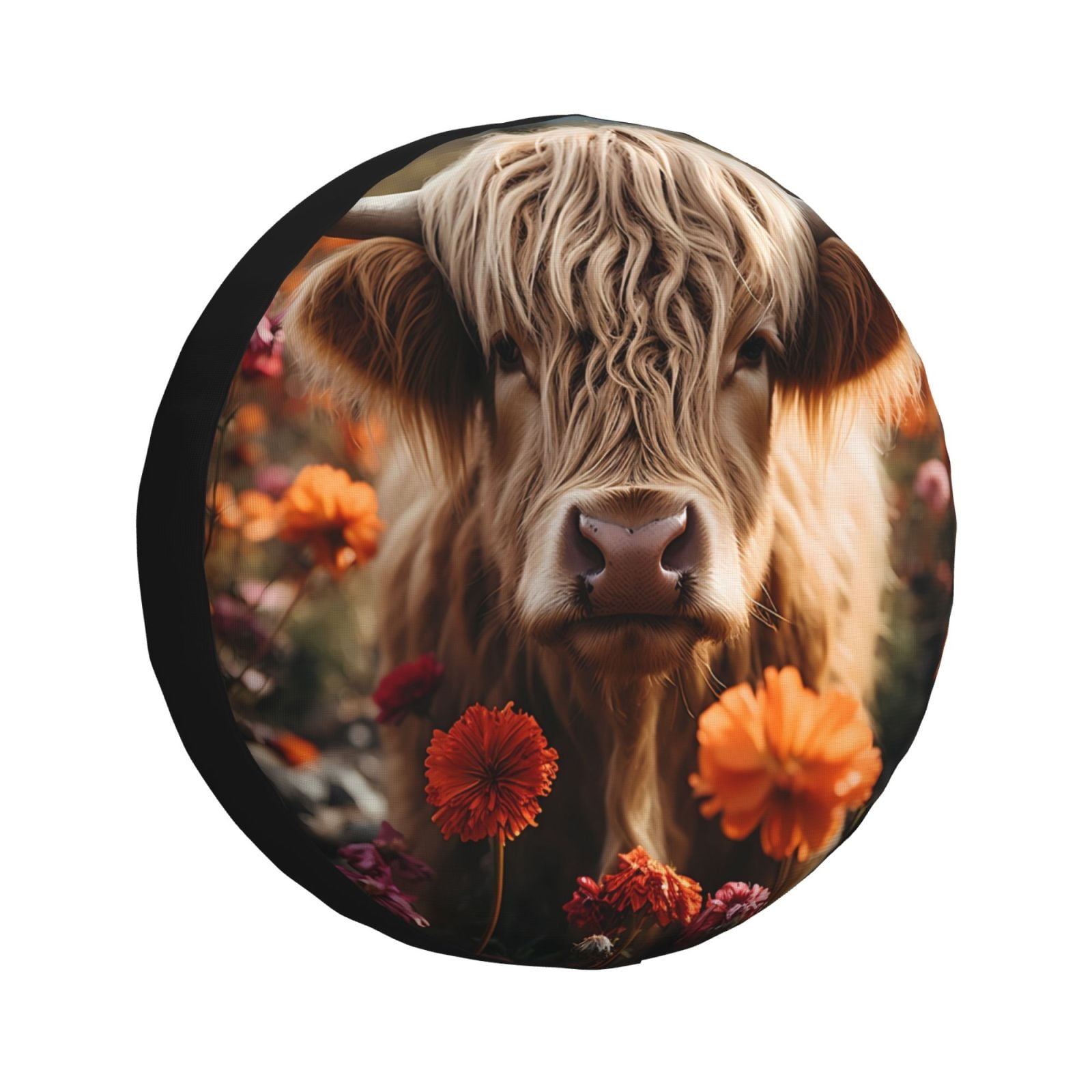 Wukai Realistic Flower Cow Print Spare Tire Cover for RV Trailer ...