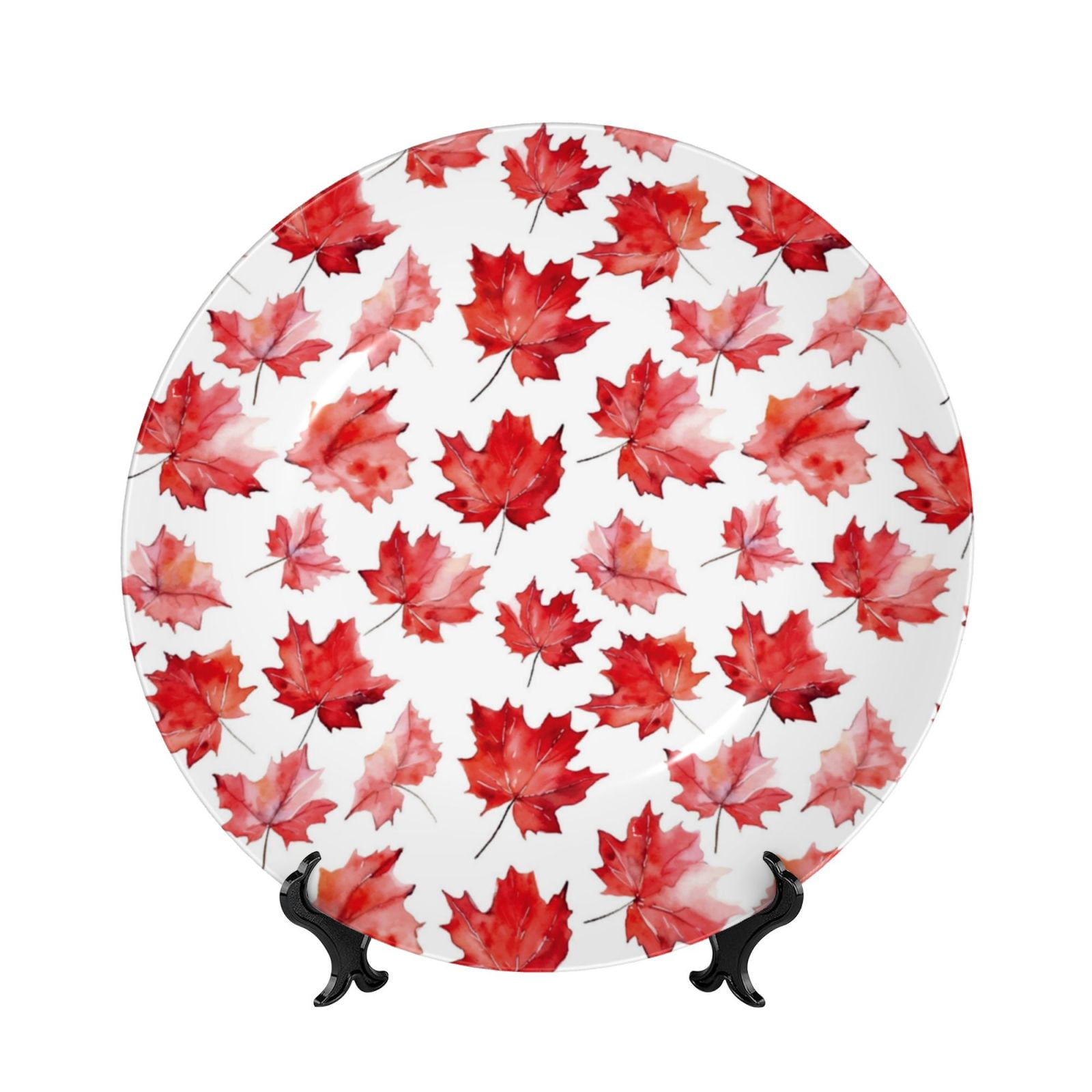 Wukai Realistic Maple Leaf Print Decorative Plate for Display,Bone ...