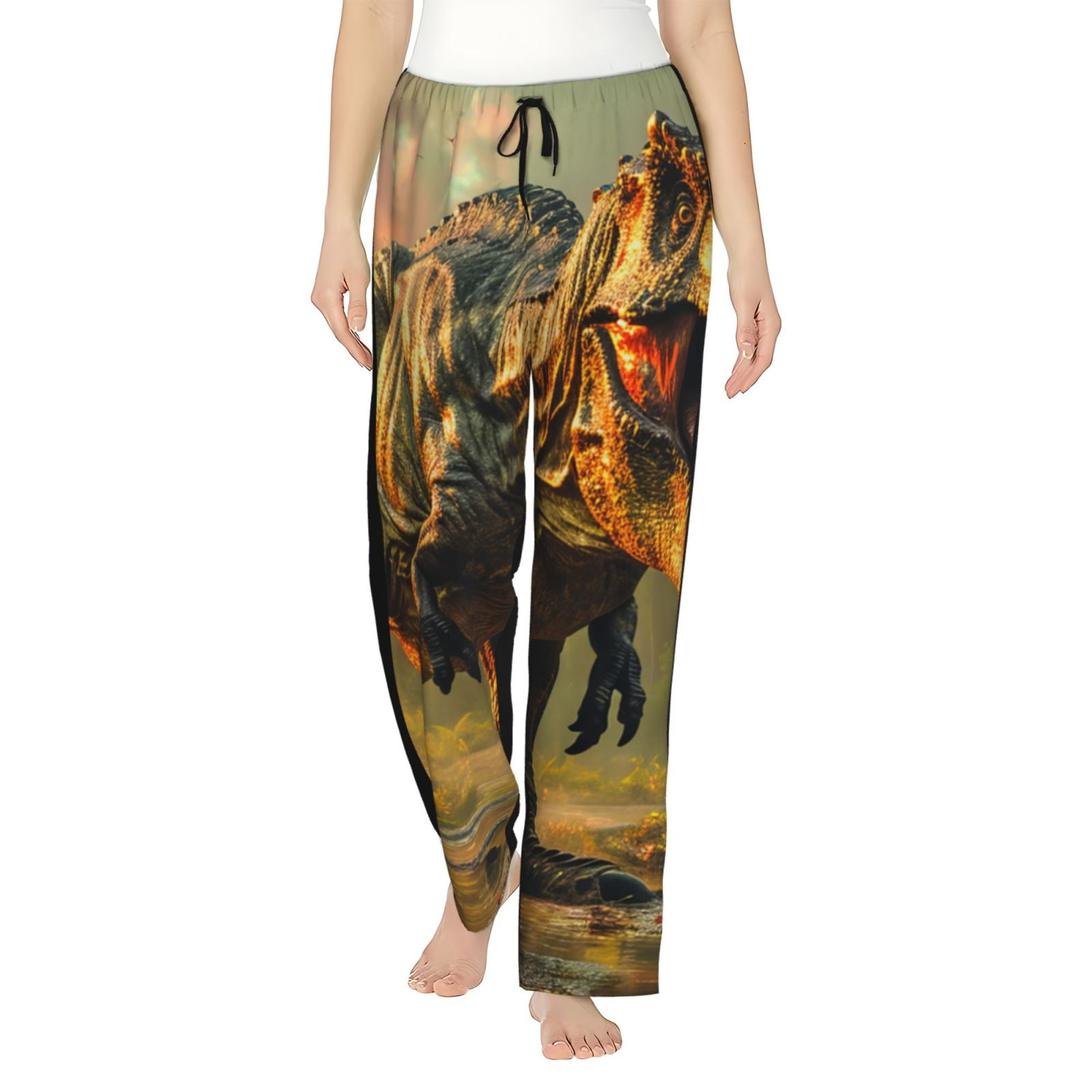 Wukai Realistic Style Forest Dinosaur Women Pajama Pants Comfy Stretch ...