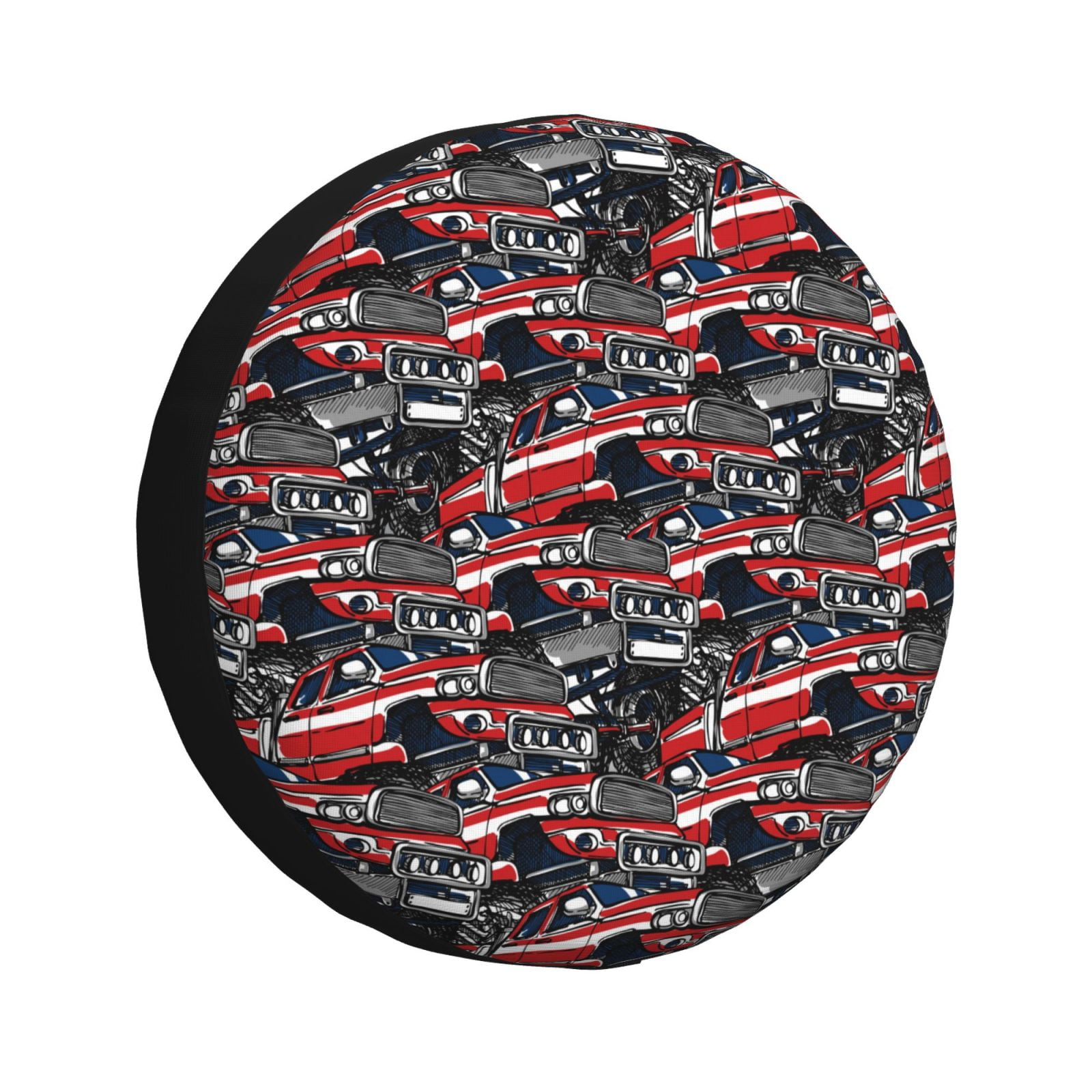 Wukai Red And Blue Cars Print Spare Tire Cover for RV Trailer ...