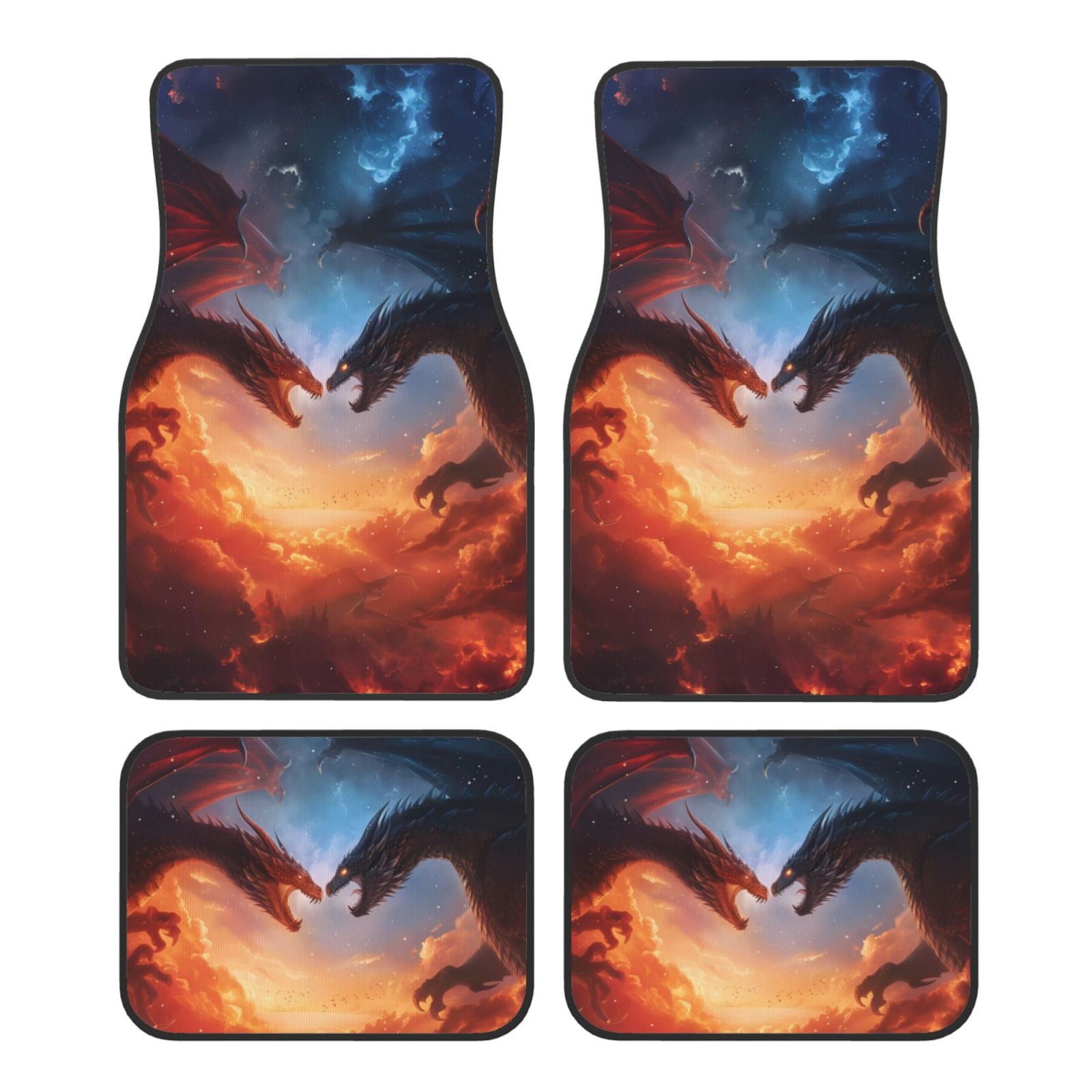 Wukai Red And Blue Fire Cloud Dragon Front Car Floor Mats Four-Piece ...