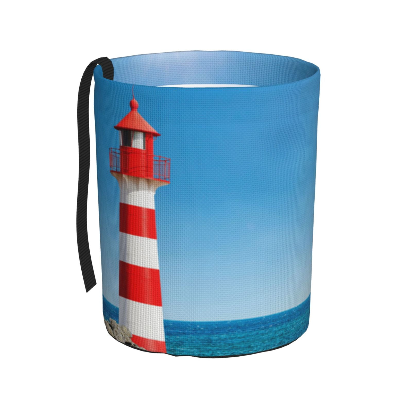 Wukai Red And White Lighthouse Print Car Trash Can - Easy to Clean ...