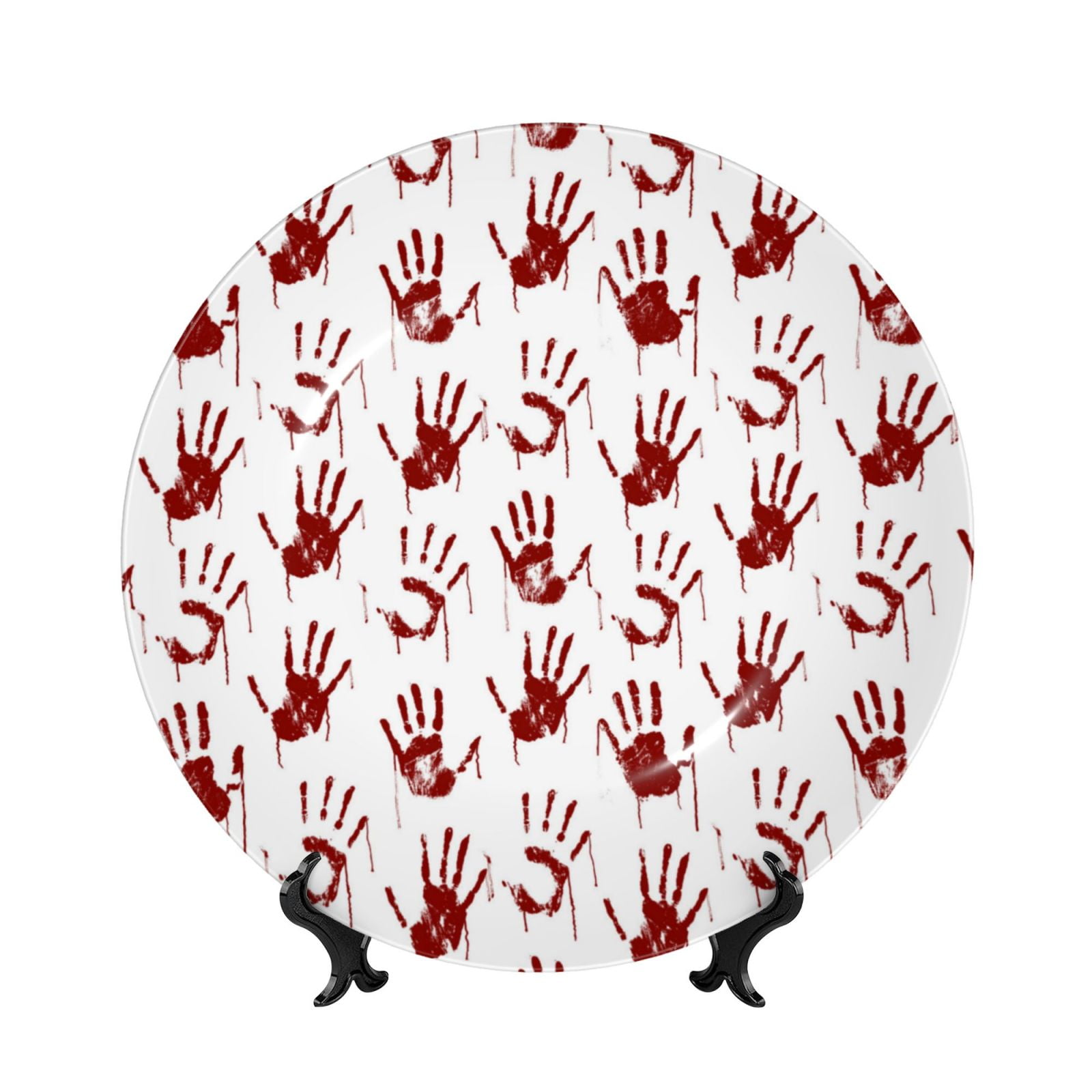 Wukai Red Bloody Scary Hands2 Print Decorative Plate for Display,Bone ...