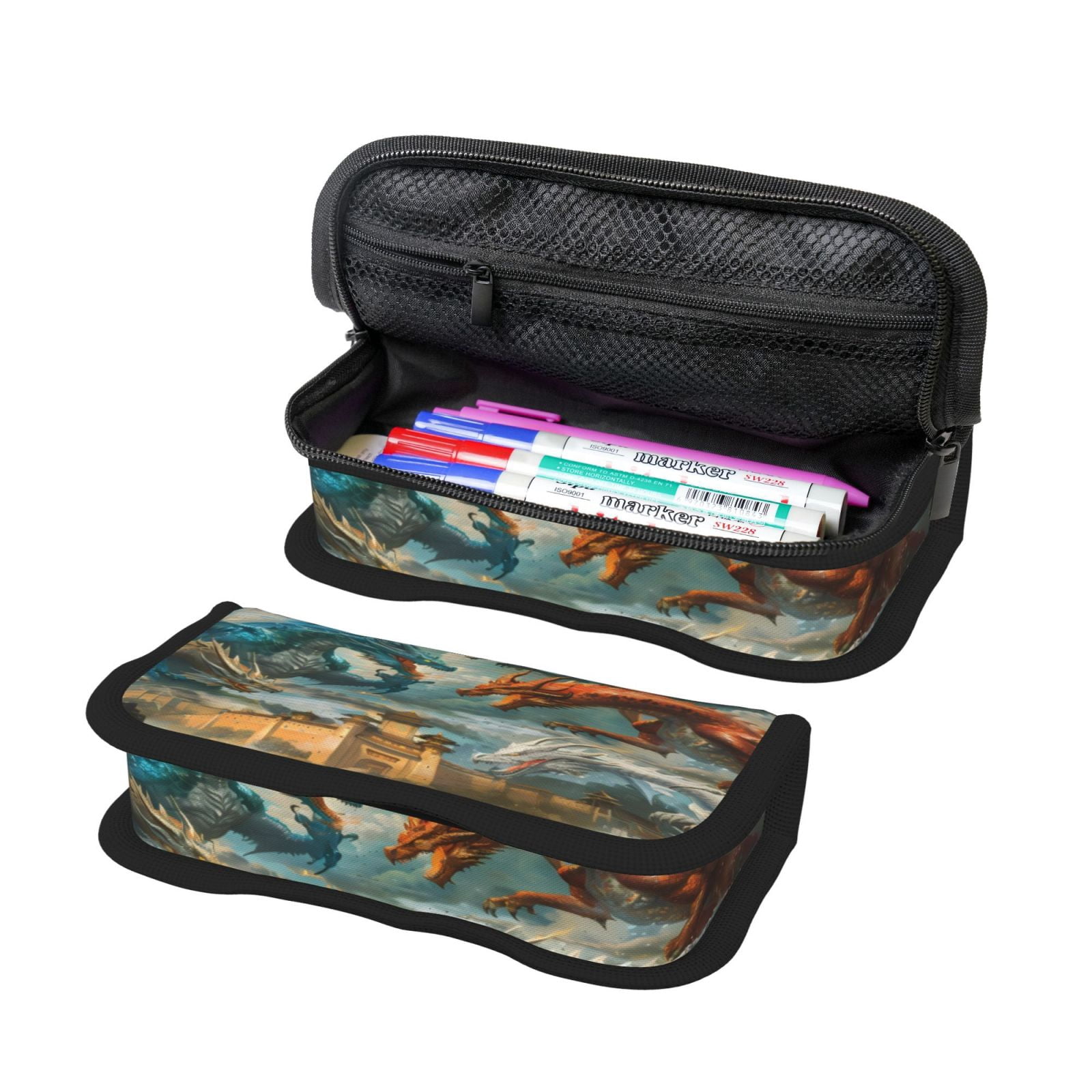 Wukai Red Blue Dragon Battle Epic Print Big Capacity Pencil Case ...